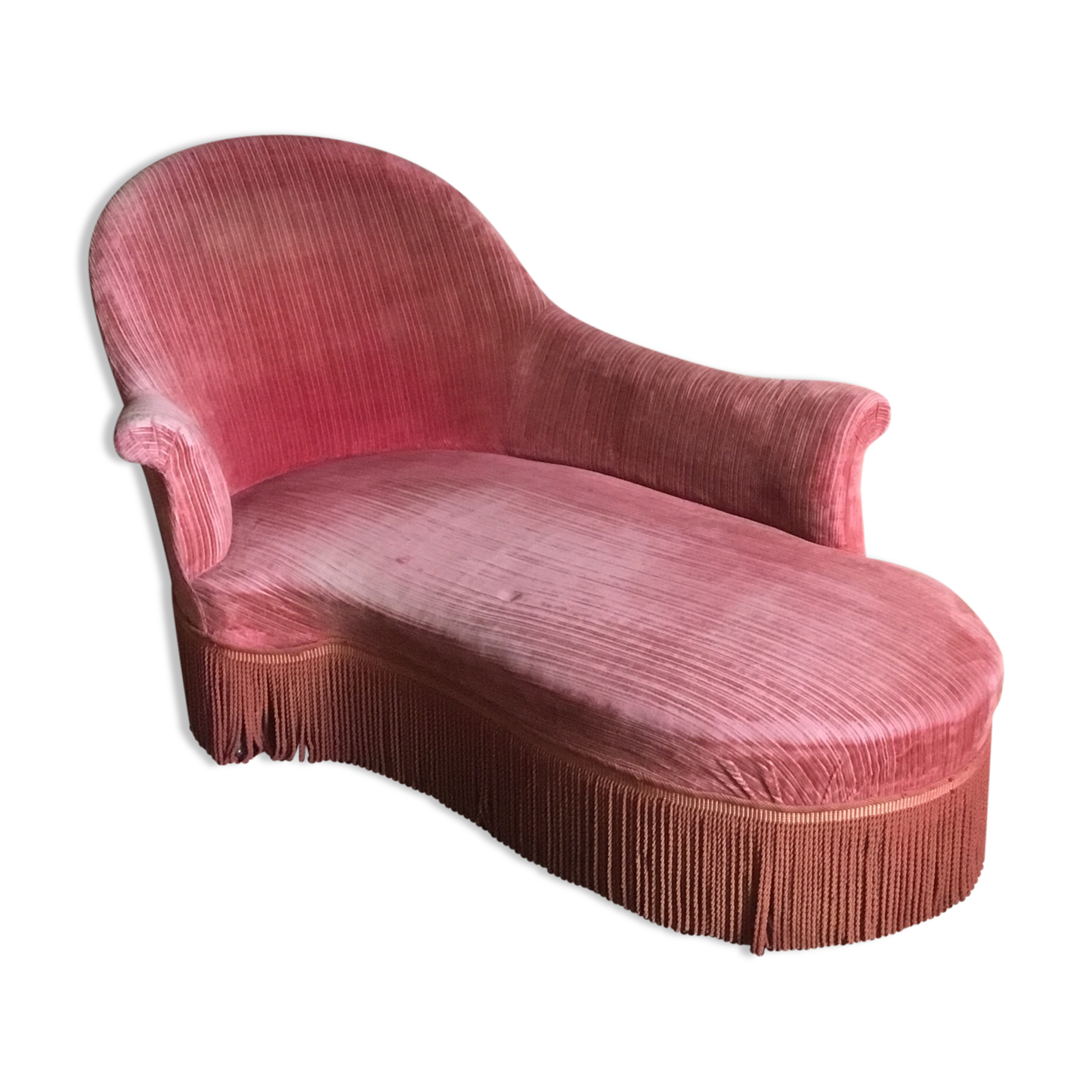 Méridienne ancienne velours terracotta | Selency