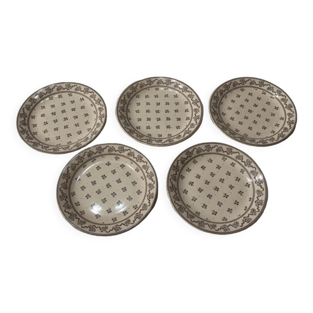 Lots de 5 assiette couleur marron Laura Ashley & Johnson Brother | Selency