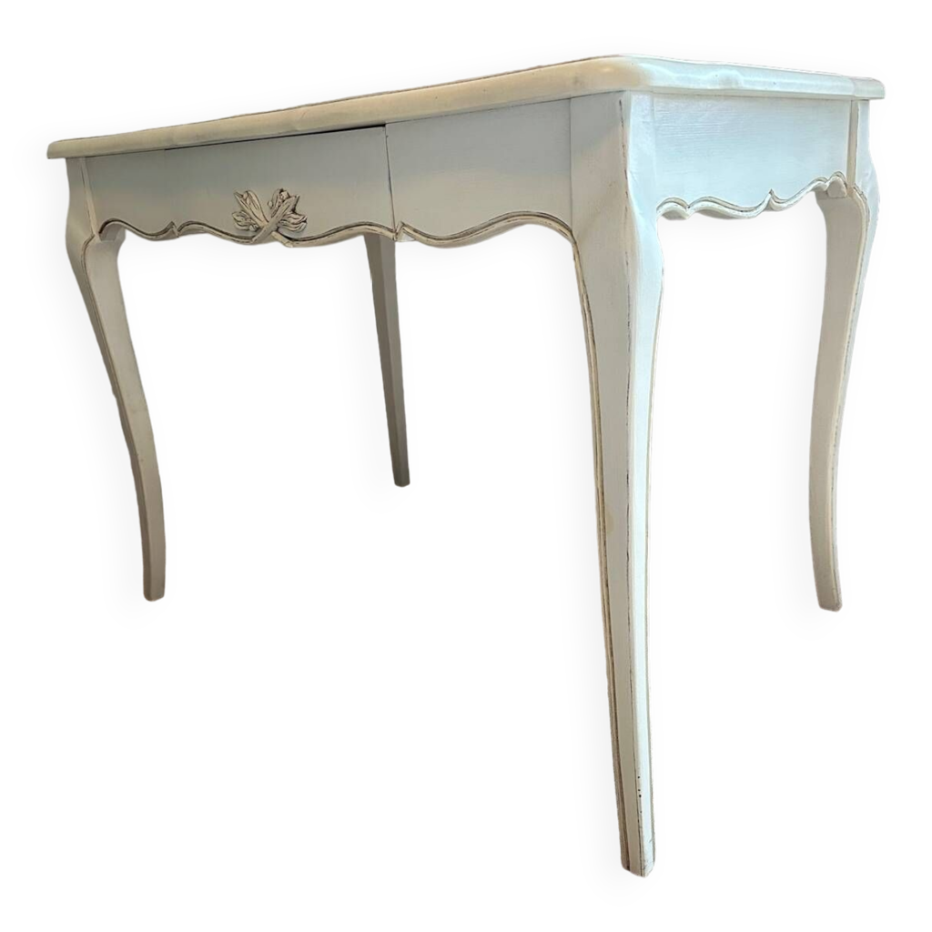 Table avec tiroir traversant chêne massif crème | Selency