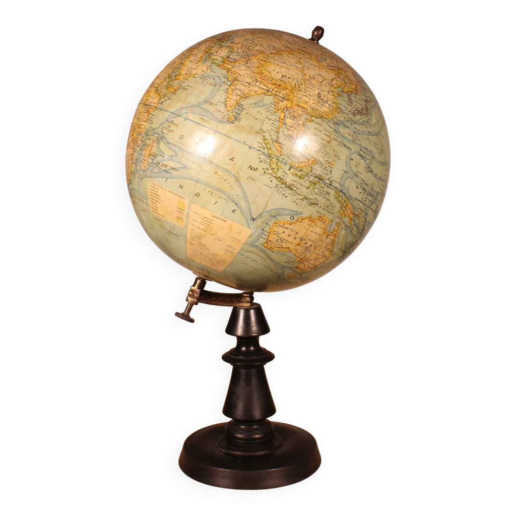 Globe terrestre par J.Forest du début du 20° siècle | Selency