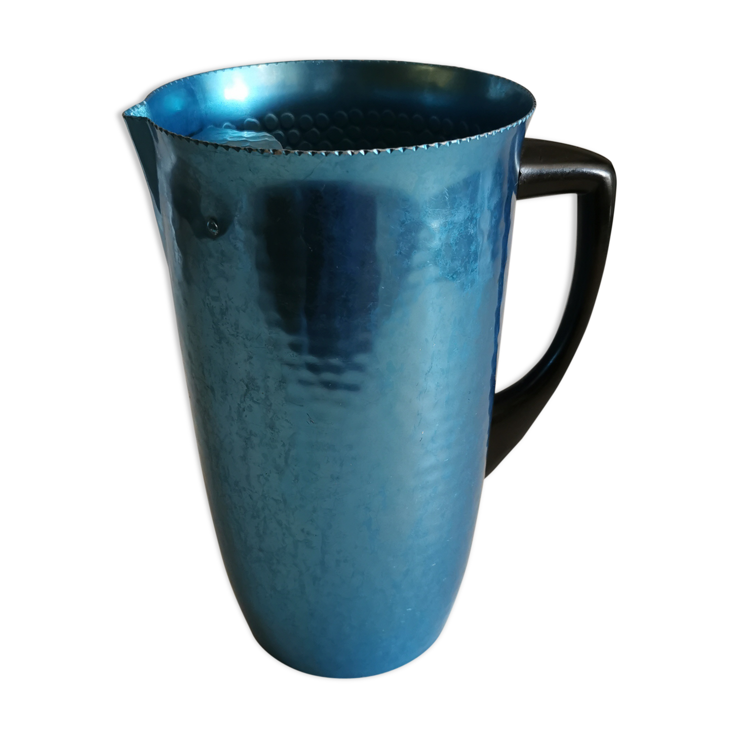 Pichet vintage métal bleu martelé | Selency