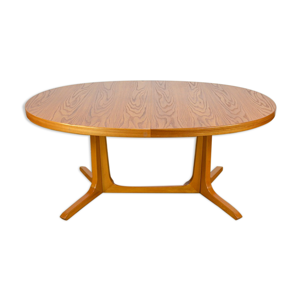 Table ovale vintage en orme édition Baumann 1970 | Selency