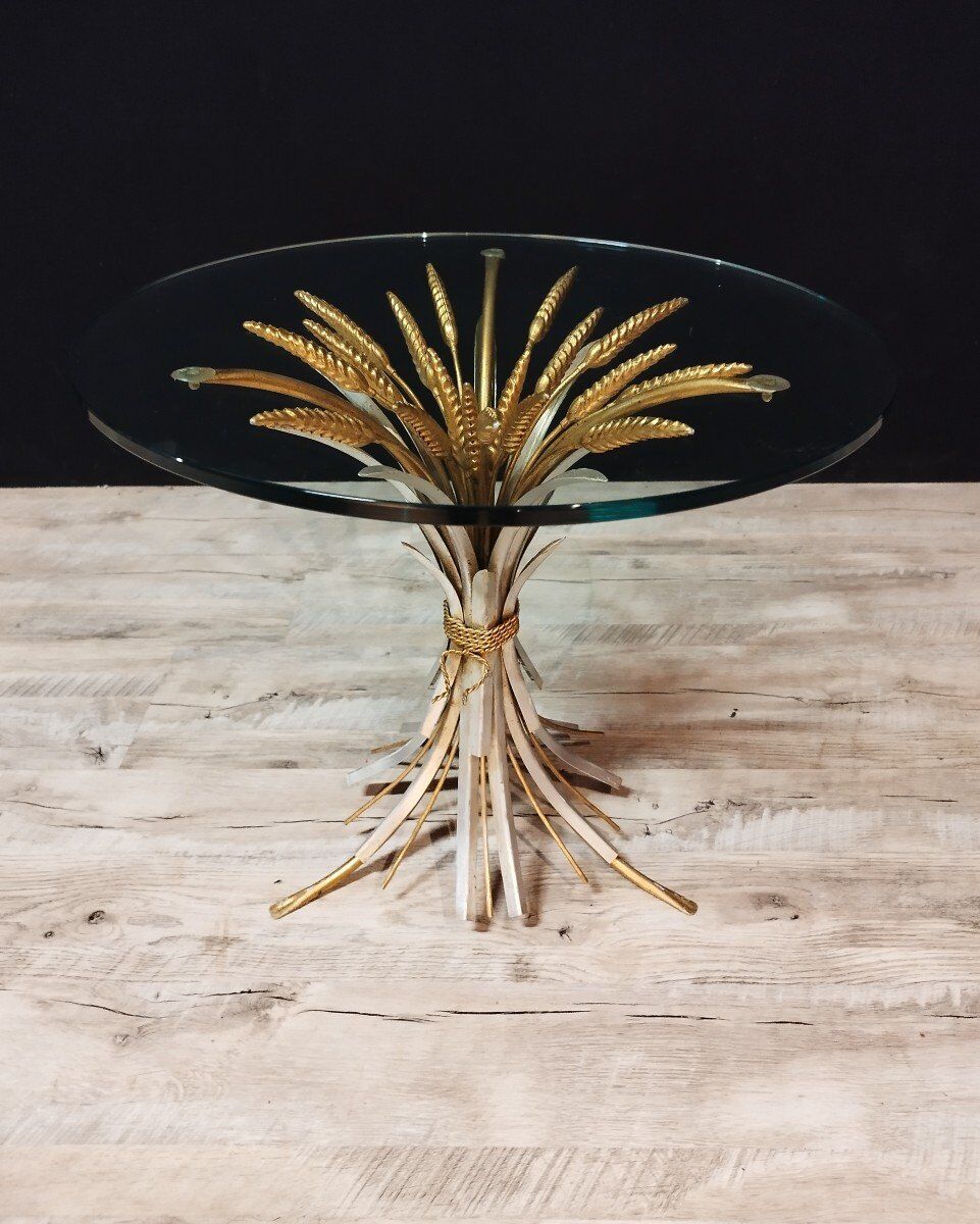 Table basse guéridon gerbe d'épi de blé robert goossens | Selency