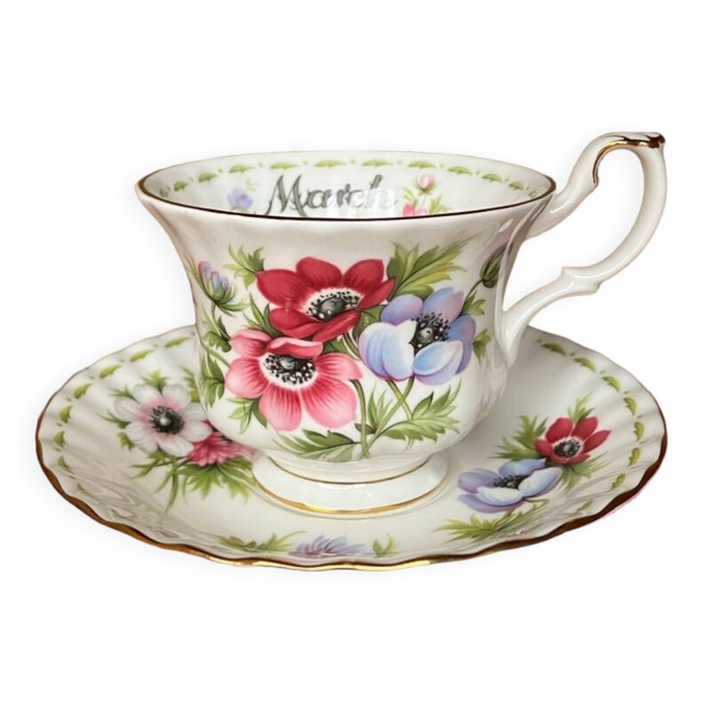 Tasse et soucoupe en porcelaine vintage Royal Albert March, fabrication ...