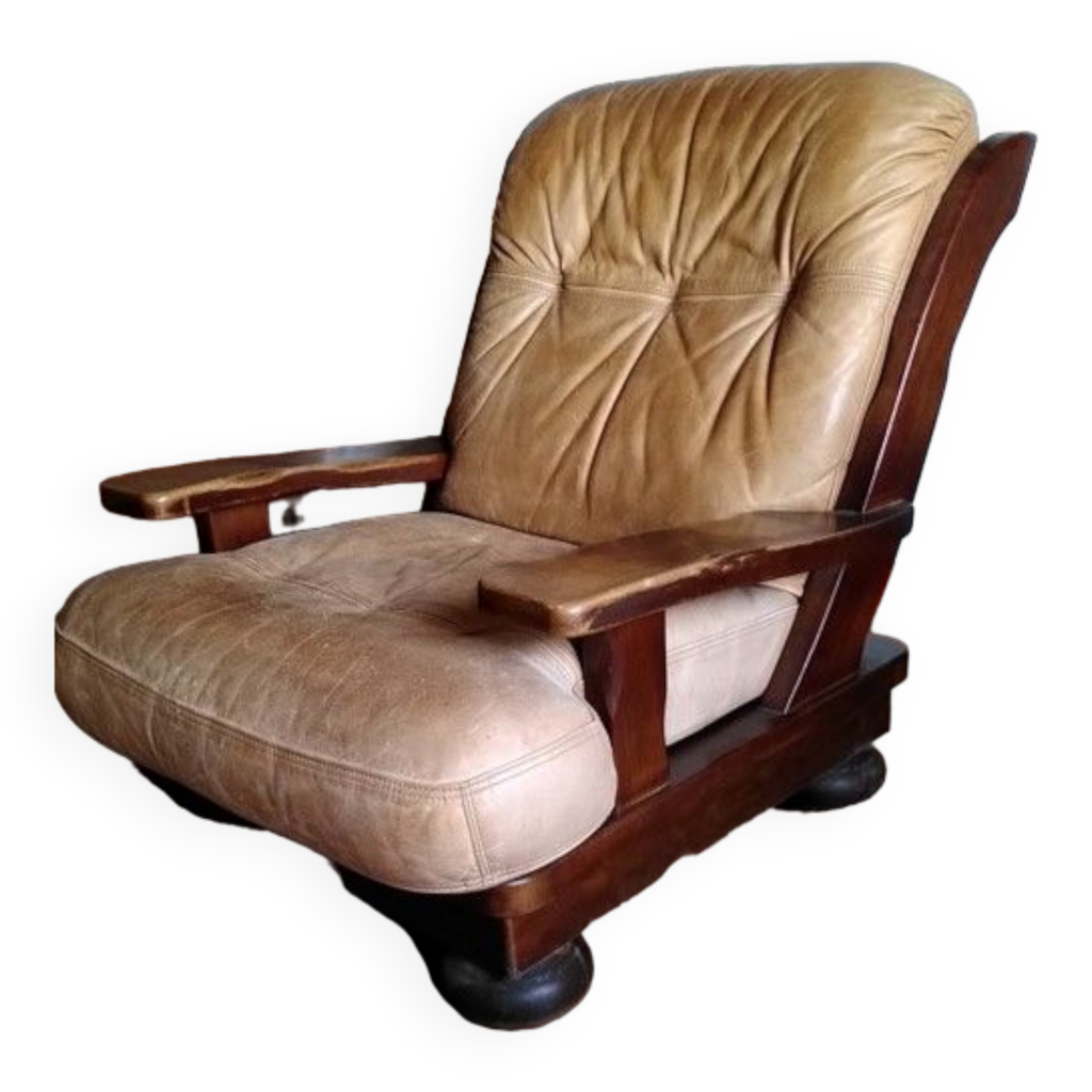 Fauteuil Cuir Et Bois