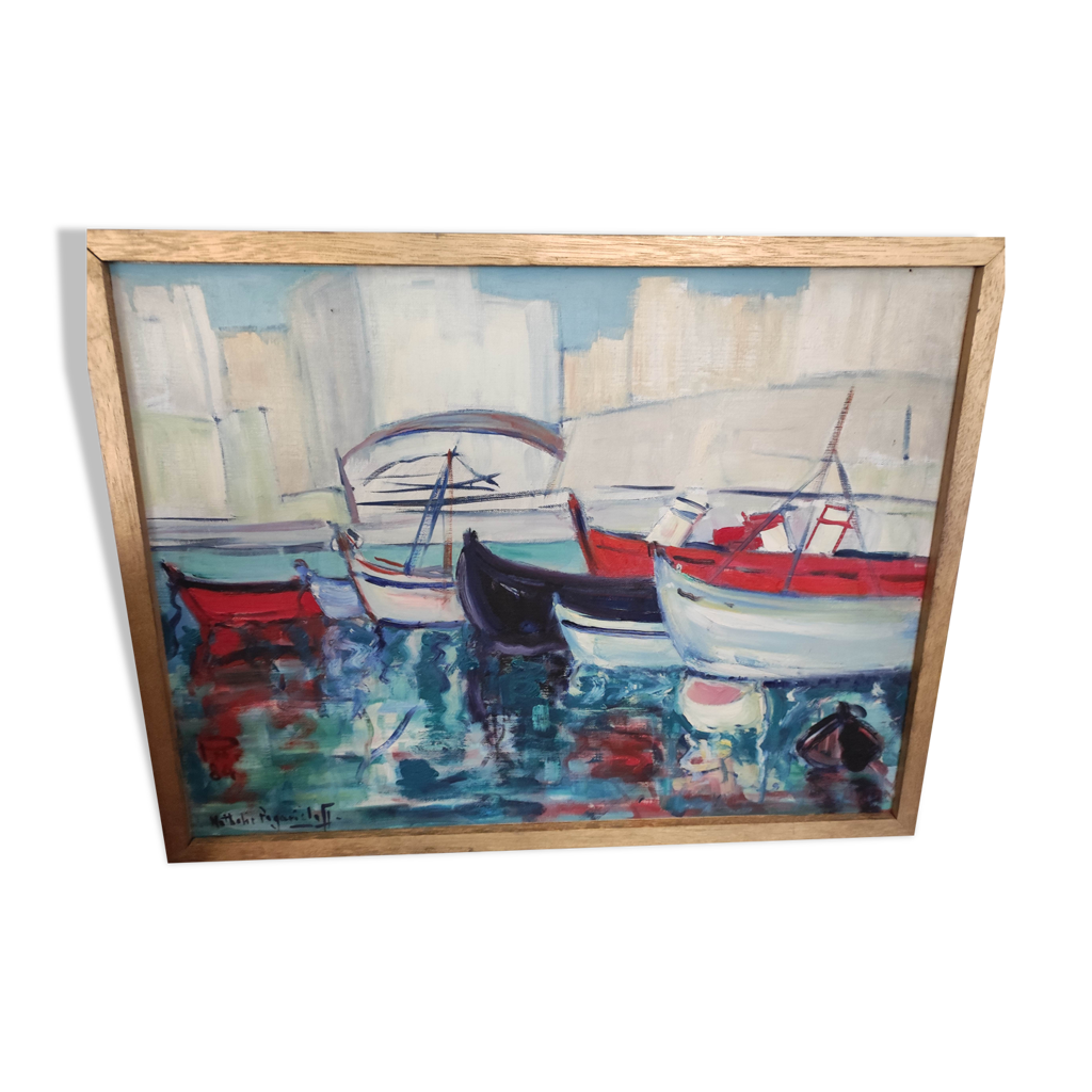 Tableau signé Nathalie Pogarieloff, Marine, 1970 | Selency