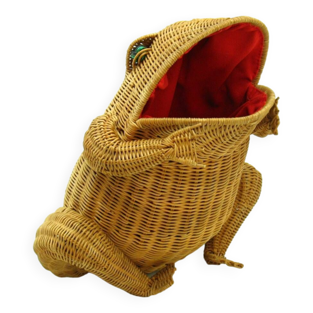 Vintage Rattan Frog Magazine Holder, 1970s | Selency