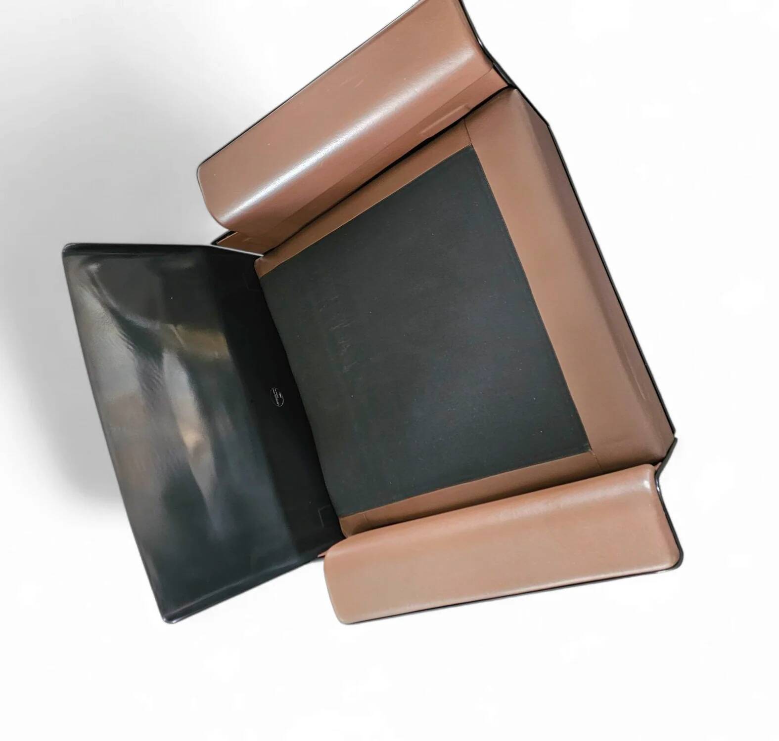 2 x Black shell & brown leather 620 chair programme lounge chair by ...