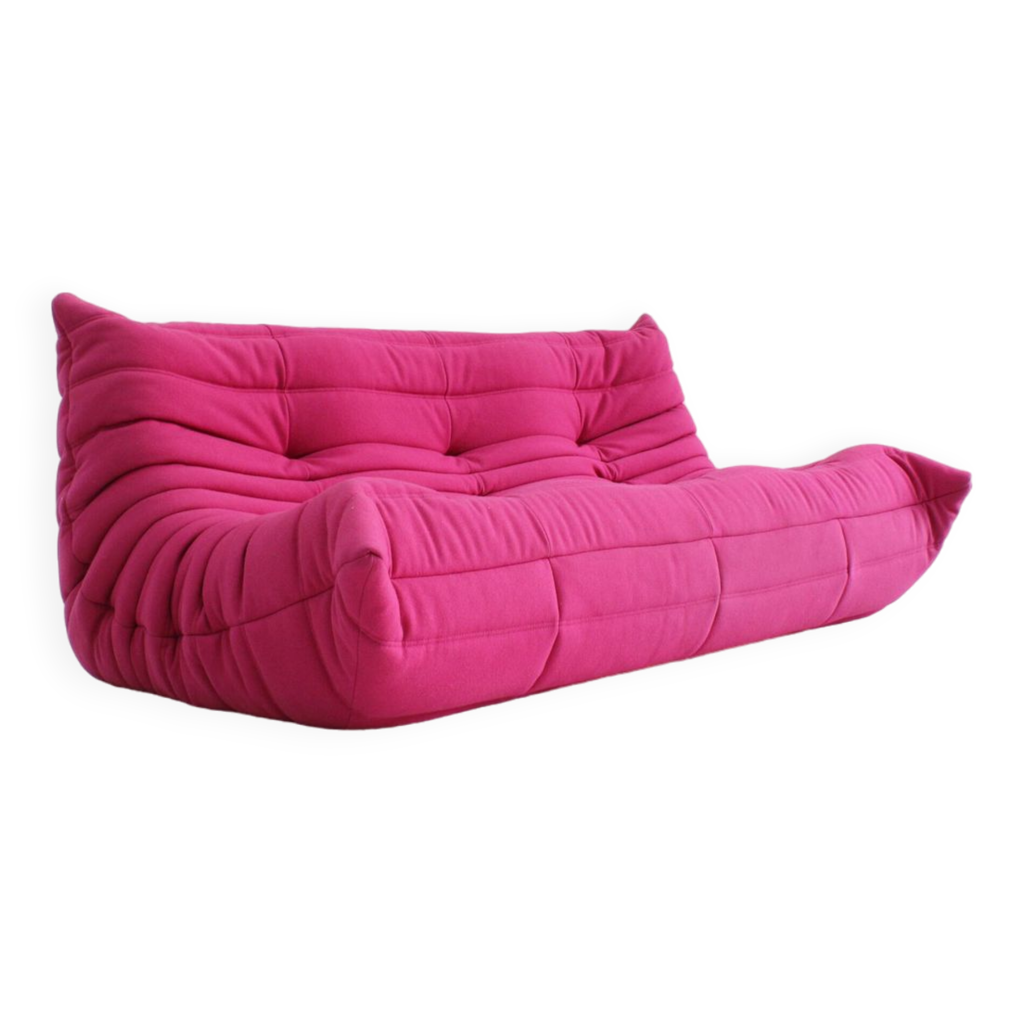 Canapé 3 places original Togo ligne Roset en tissu rose par Michel ...