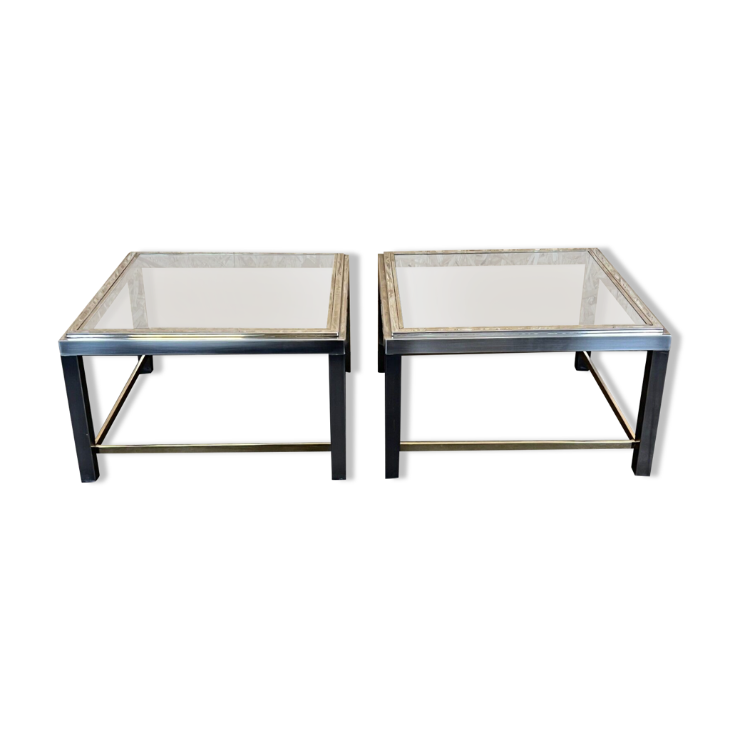 Table basse chrome & laiton table d’appoint space age | Selency