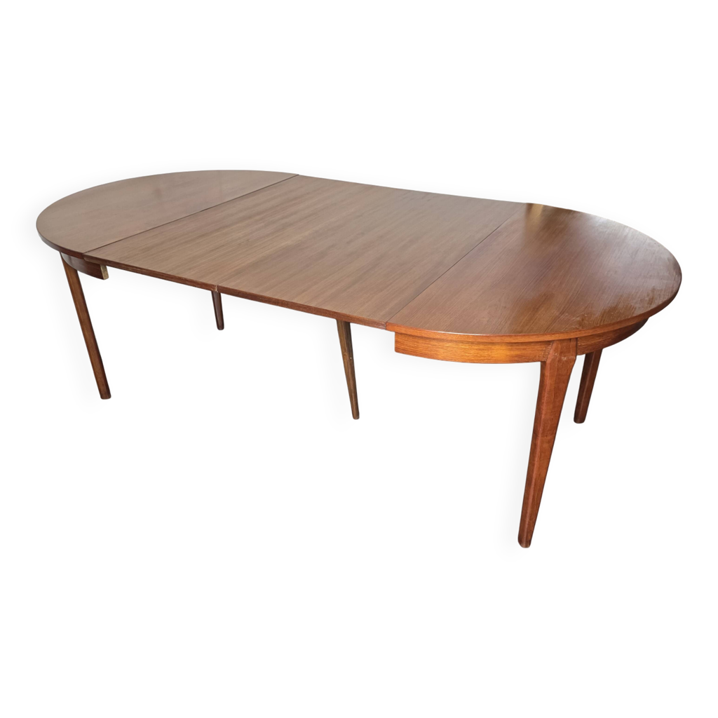 Table ronde extensible scandinave en teck, années 60 | Selency