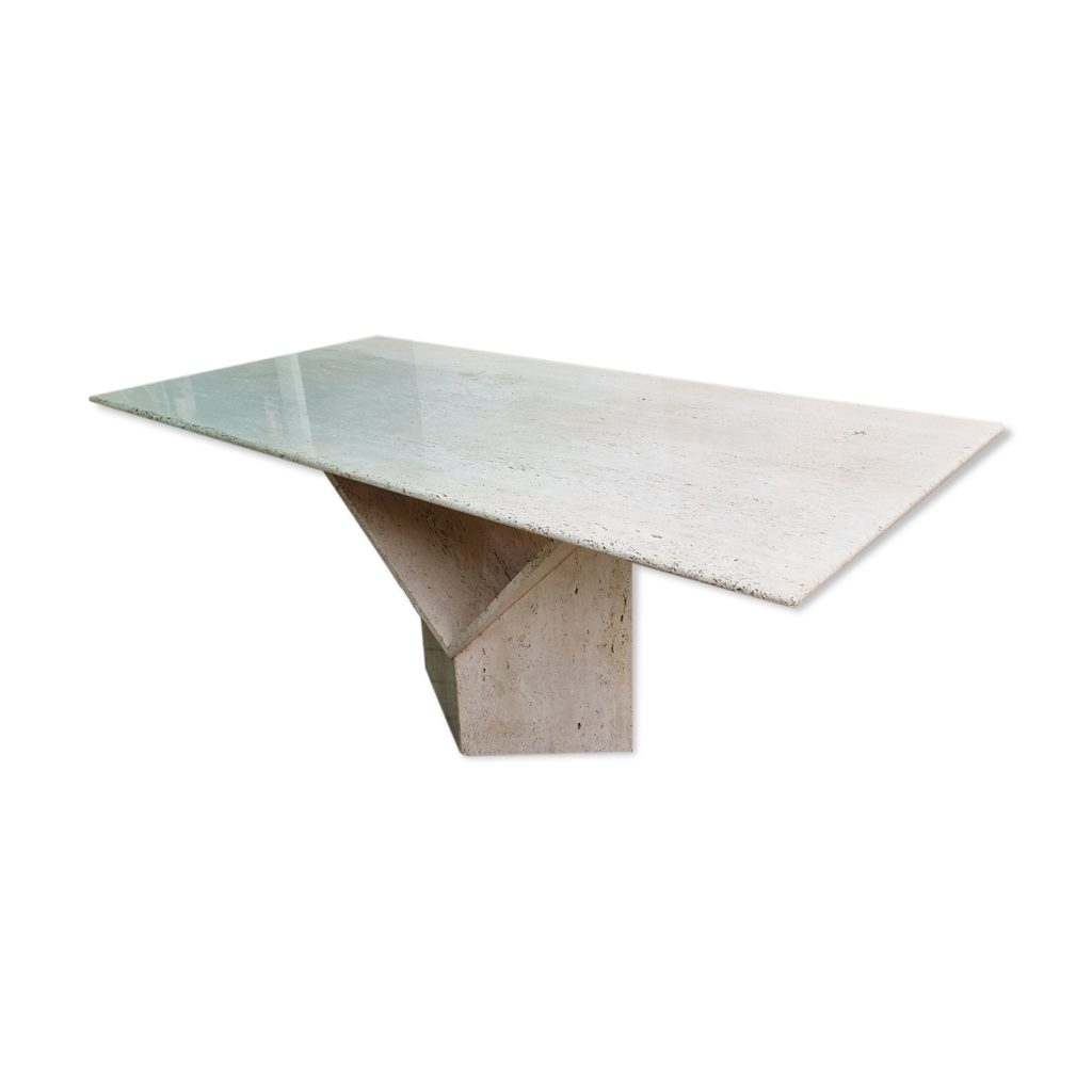 Table à manger vintage en travertin vers 1970 | Selency