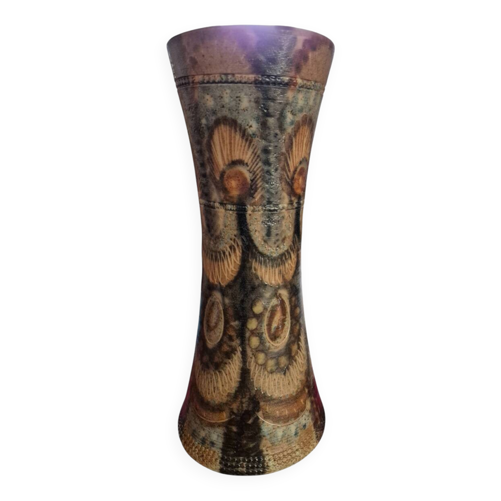 Vase diabolo céramique de sel emmaillé signé JC COURJAULT 1975 /1979 ...