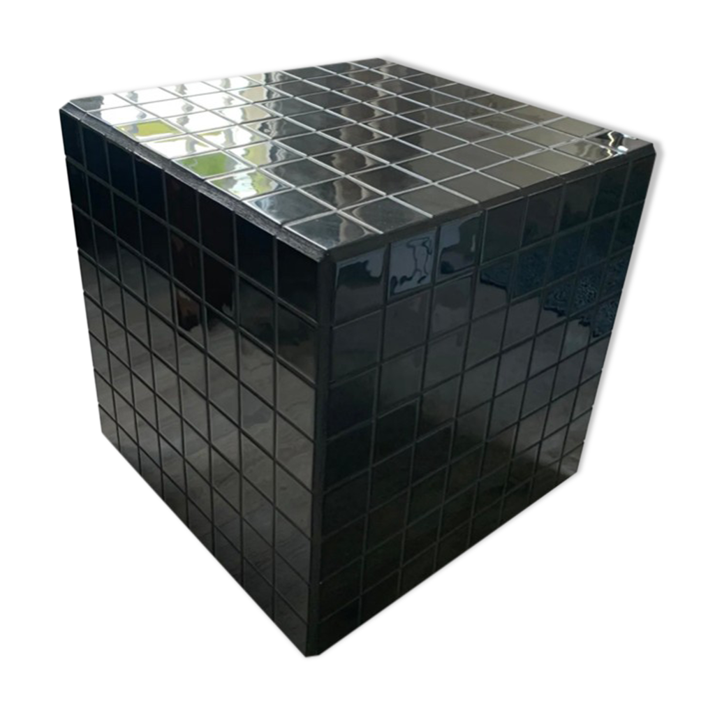 Cube carrelage mosaïque noir joint noir | Selency