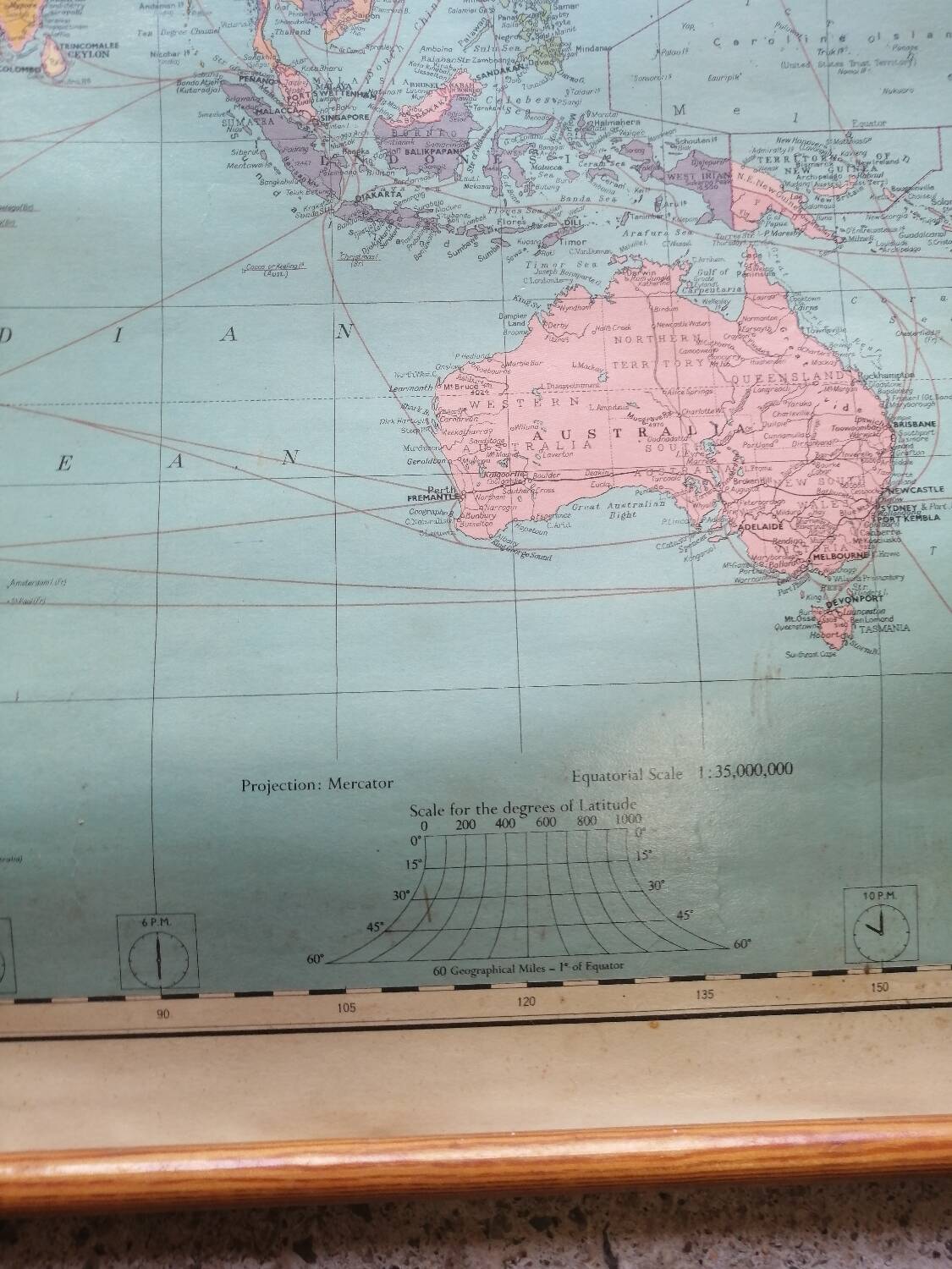 Ancien planisphère mappemonde Royal Interocean Lines | Selency