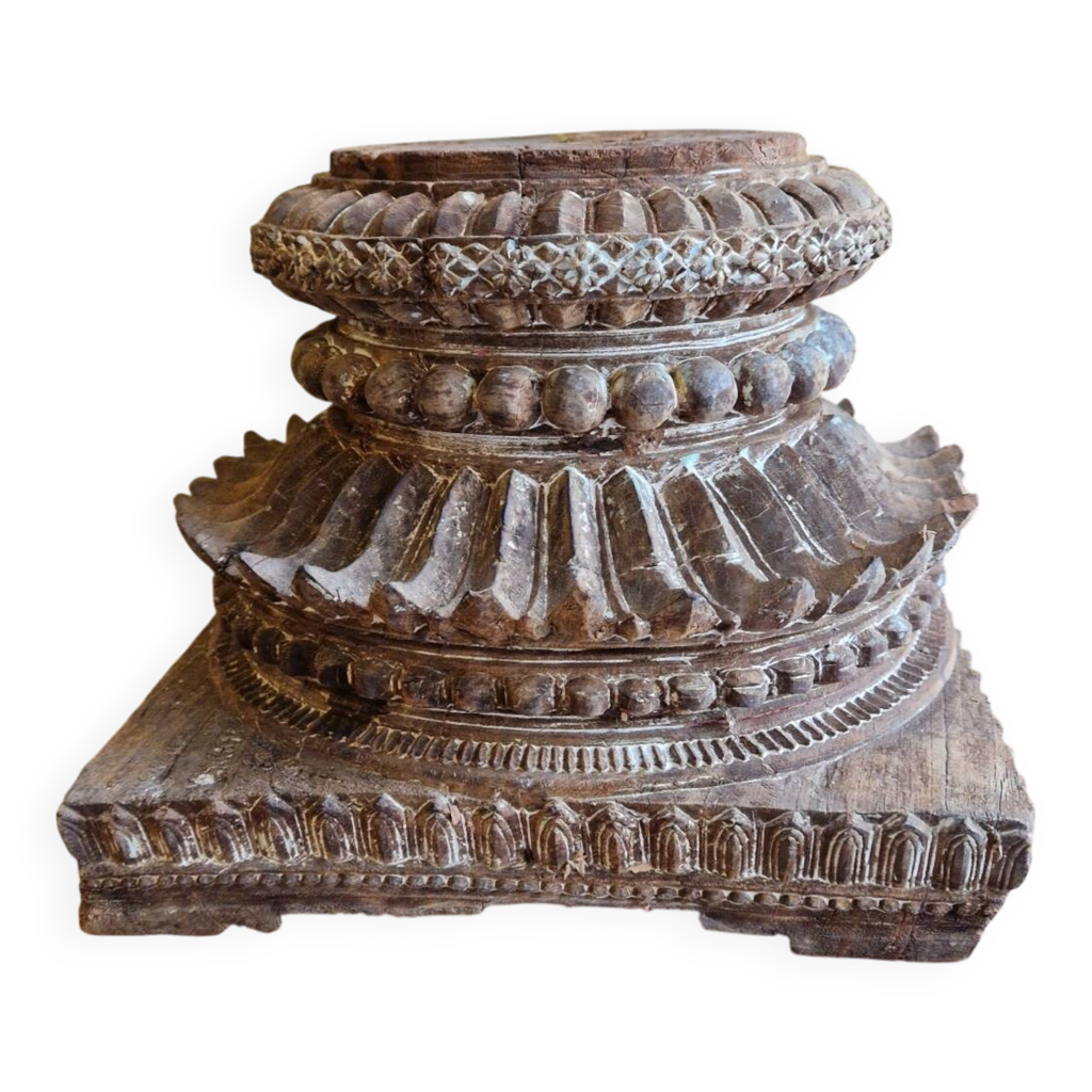 Base socle de colonne népalaise tibétaine architecture bois massif ...