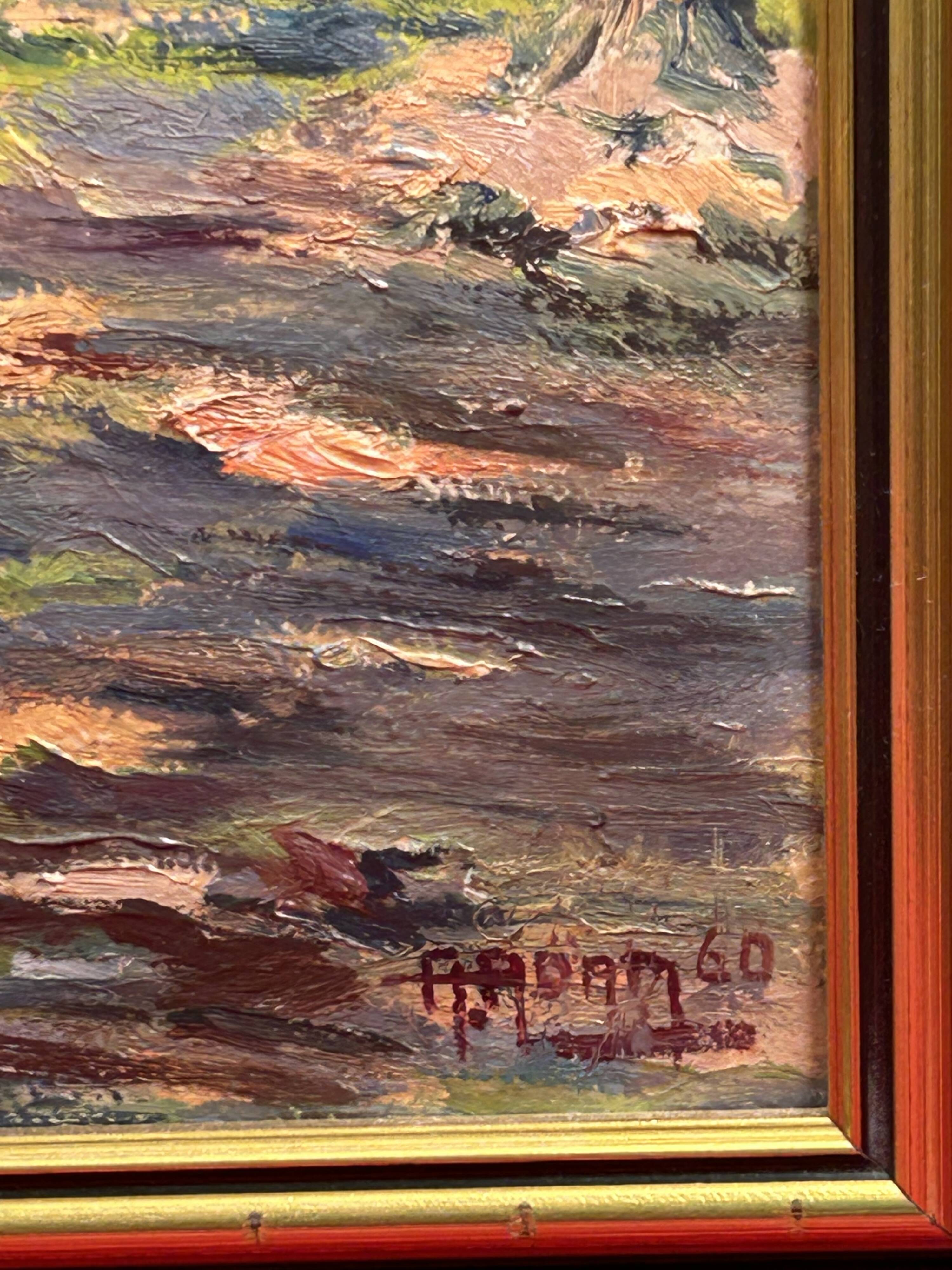 Huile sur carton Vue d'une Chapelle ST Tropez? signé A. Adam 1960 | Selency