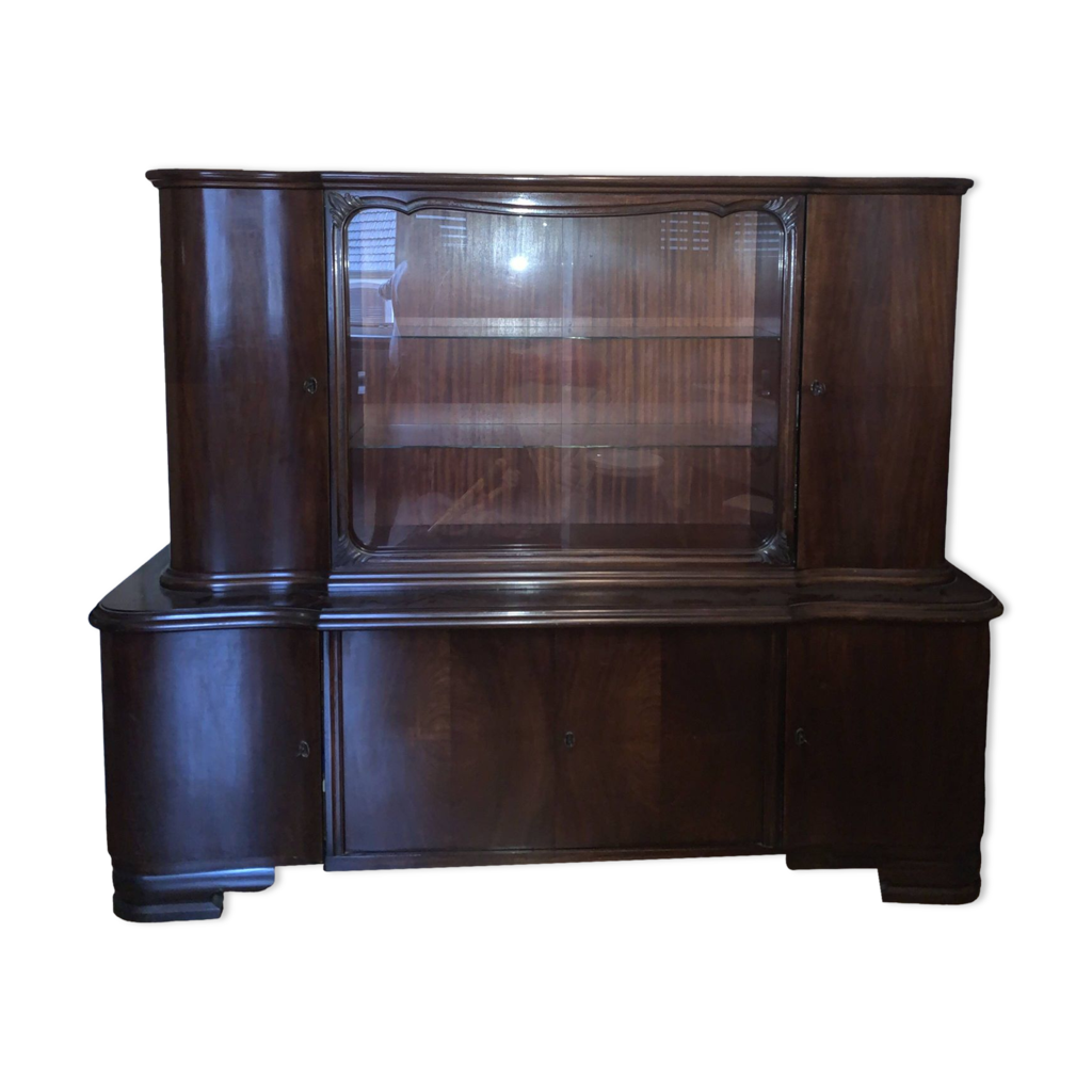 Buffet vitrine en bois massif | Selency