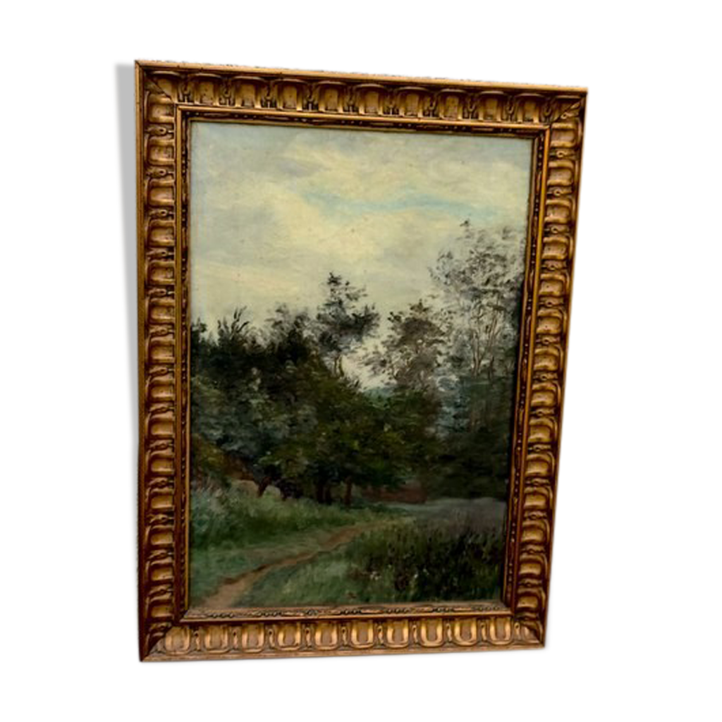 Tableau ancien, paysage de forêt | Selency