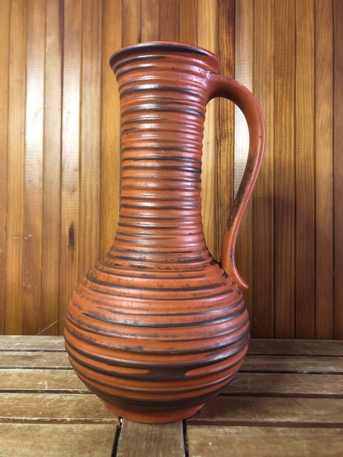 Ancien vase pichet céramique brune & orange w. germany vintage #a470 ...