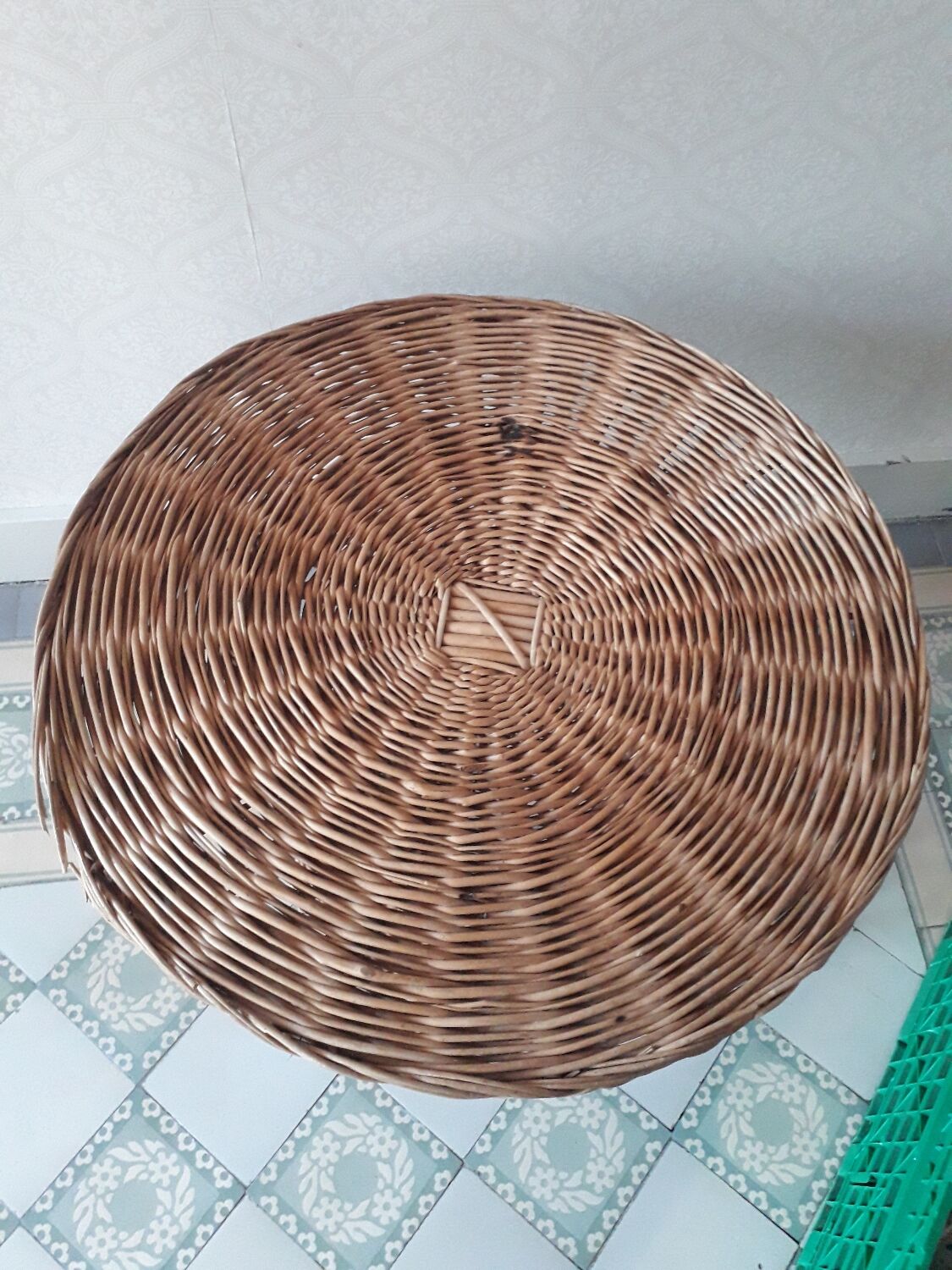 Table basse en osier rotin tressée vintage | Selency