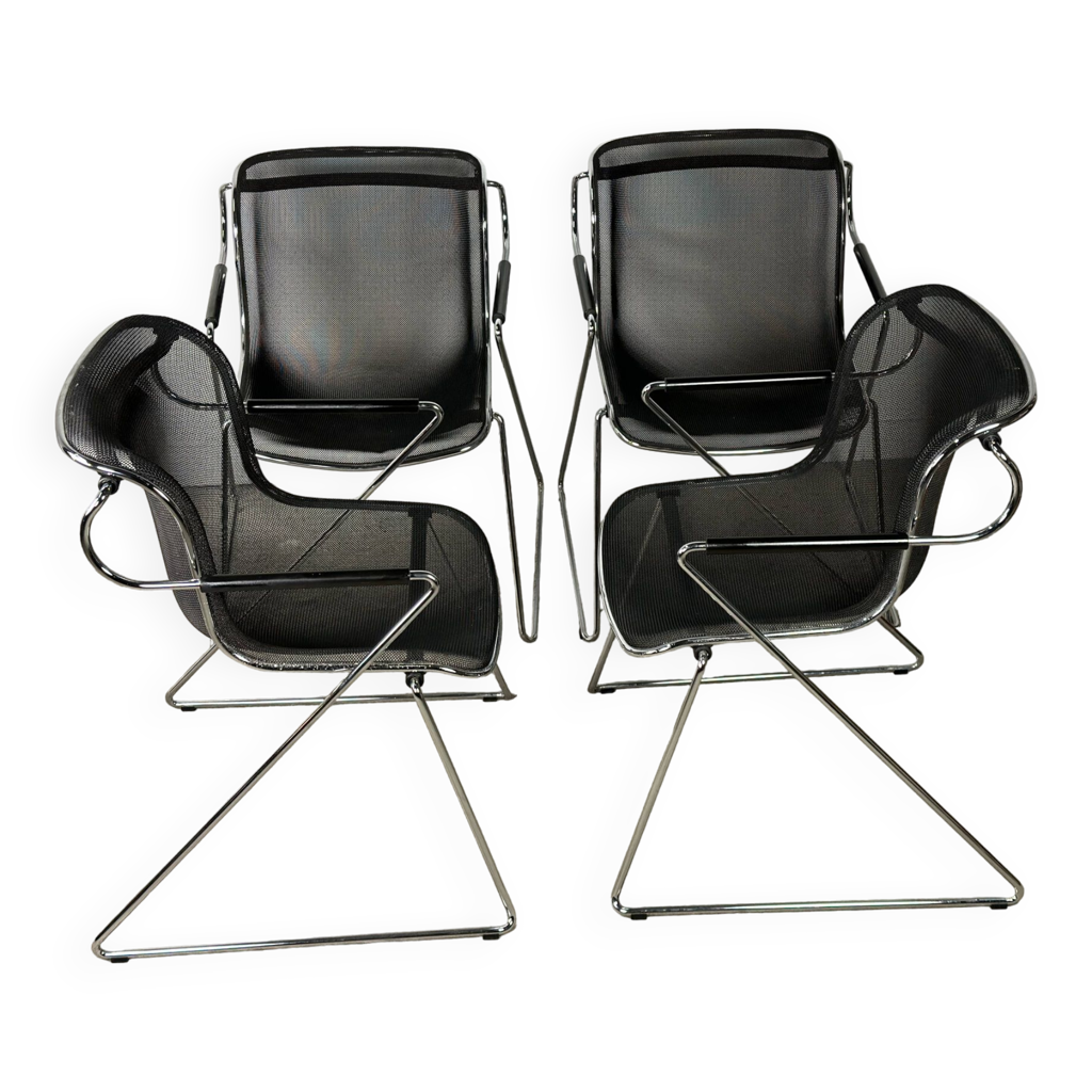 Fauteuils (lot de 4) pénéloppe par charles pollock pour castelli 80's ...
