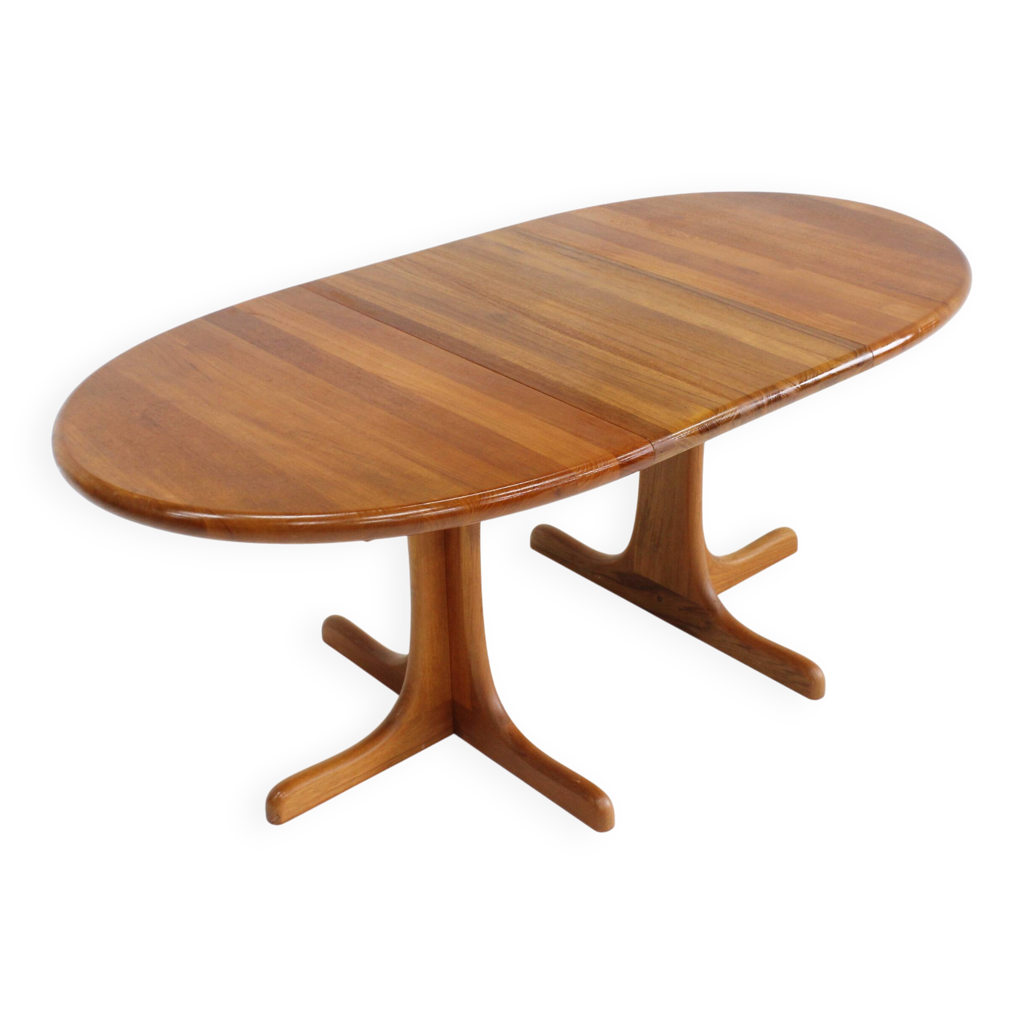 Table à manger ovale extensible vintage danoise en teck massif | Selency