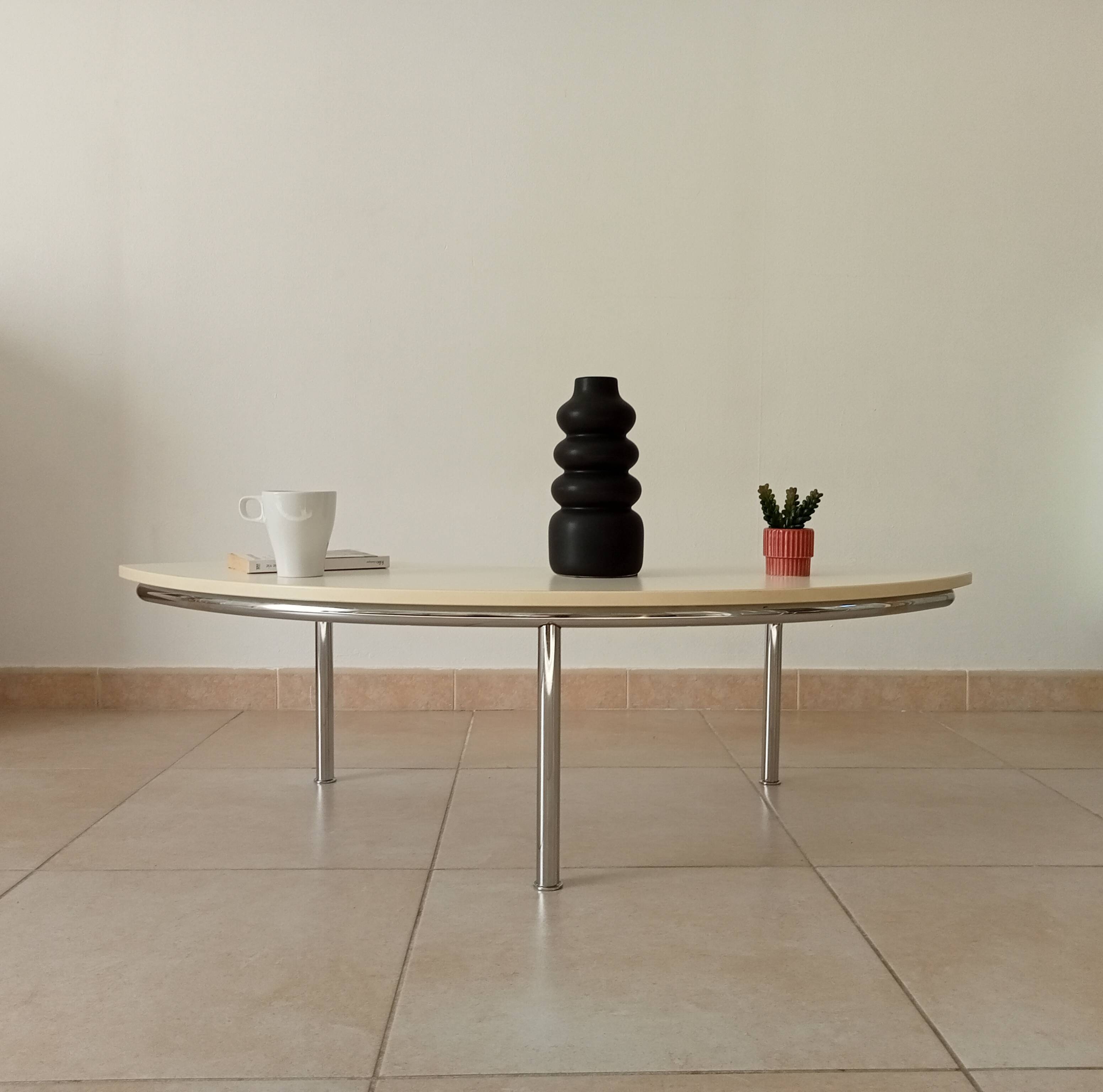 Table basse vintage tripode chrome et formica années 80 | Selency