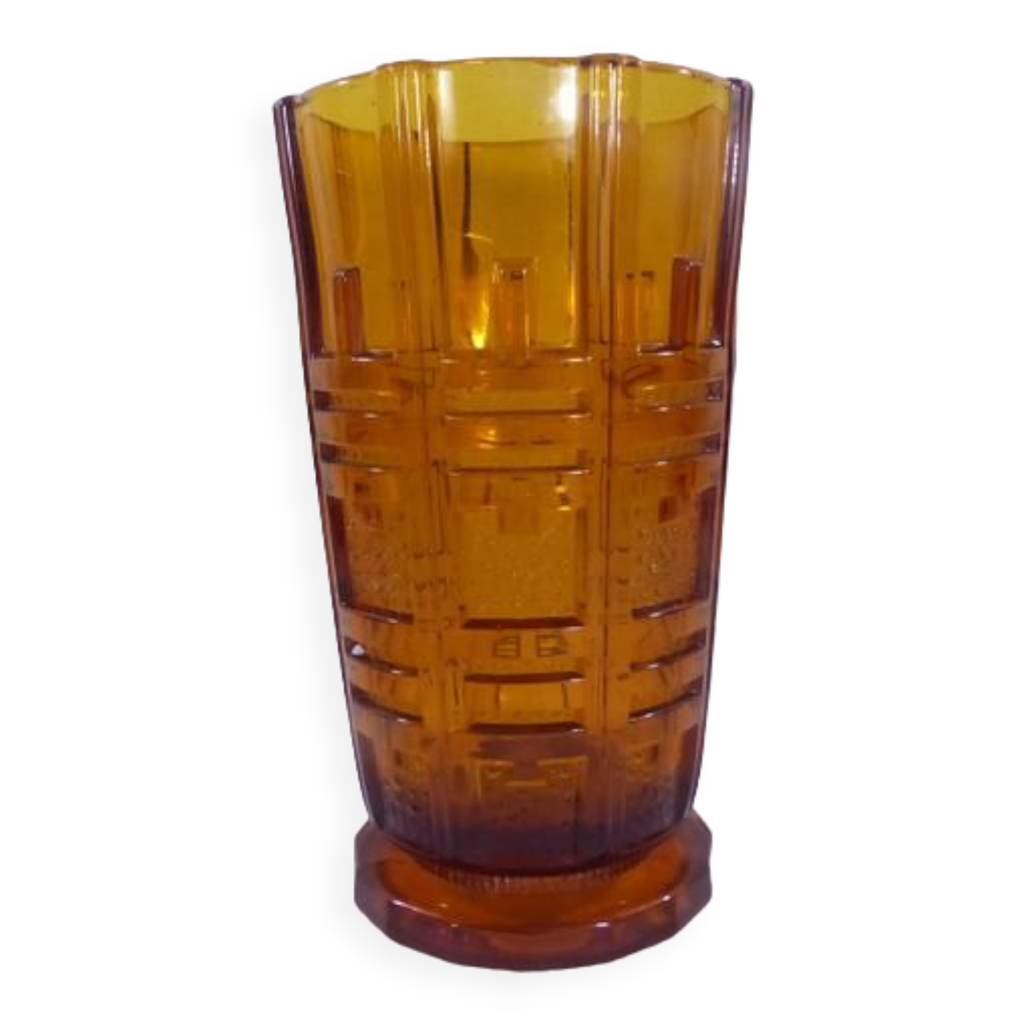 Vase ambré art déco luxval 1935 modèle 92 du val saint lambert ...