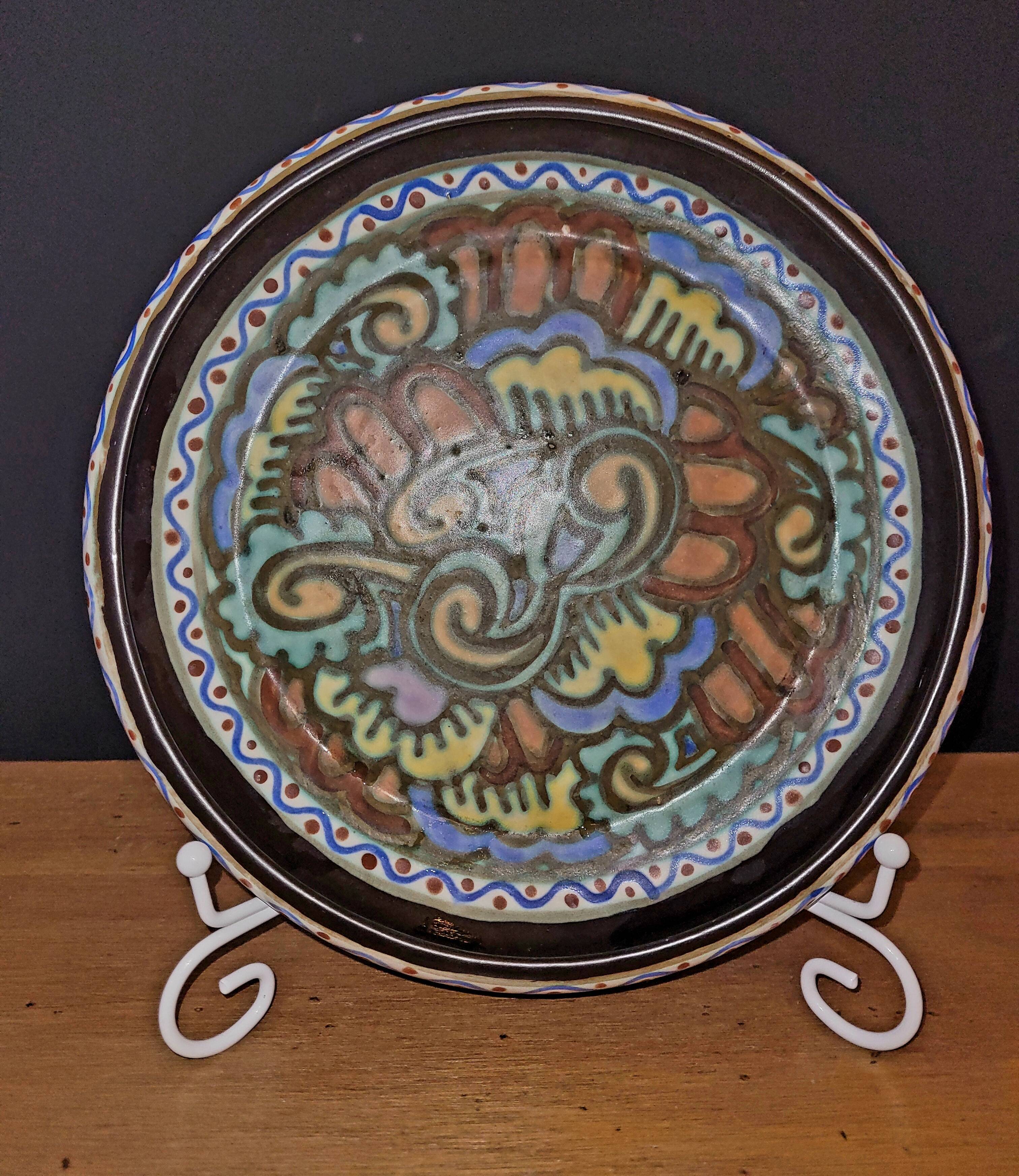 Plat Art Déco - Céramique CM Bergen - Emaux de Bergen | Selency