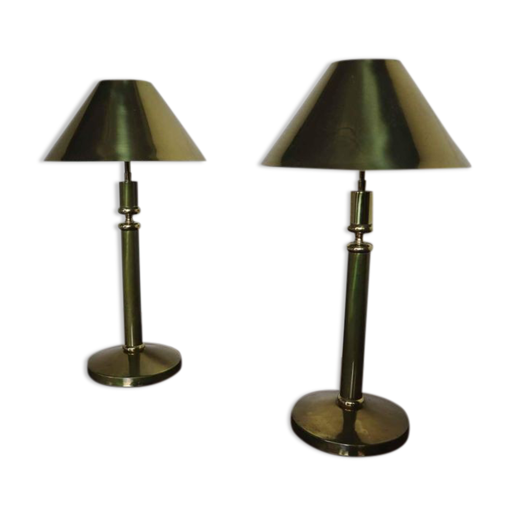 Paire de lampes de table vintage en laiton | Selency
