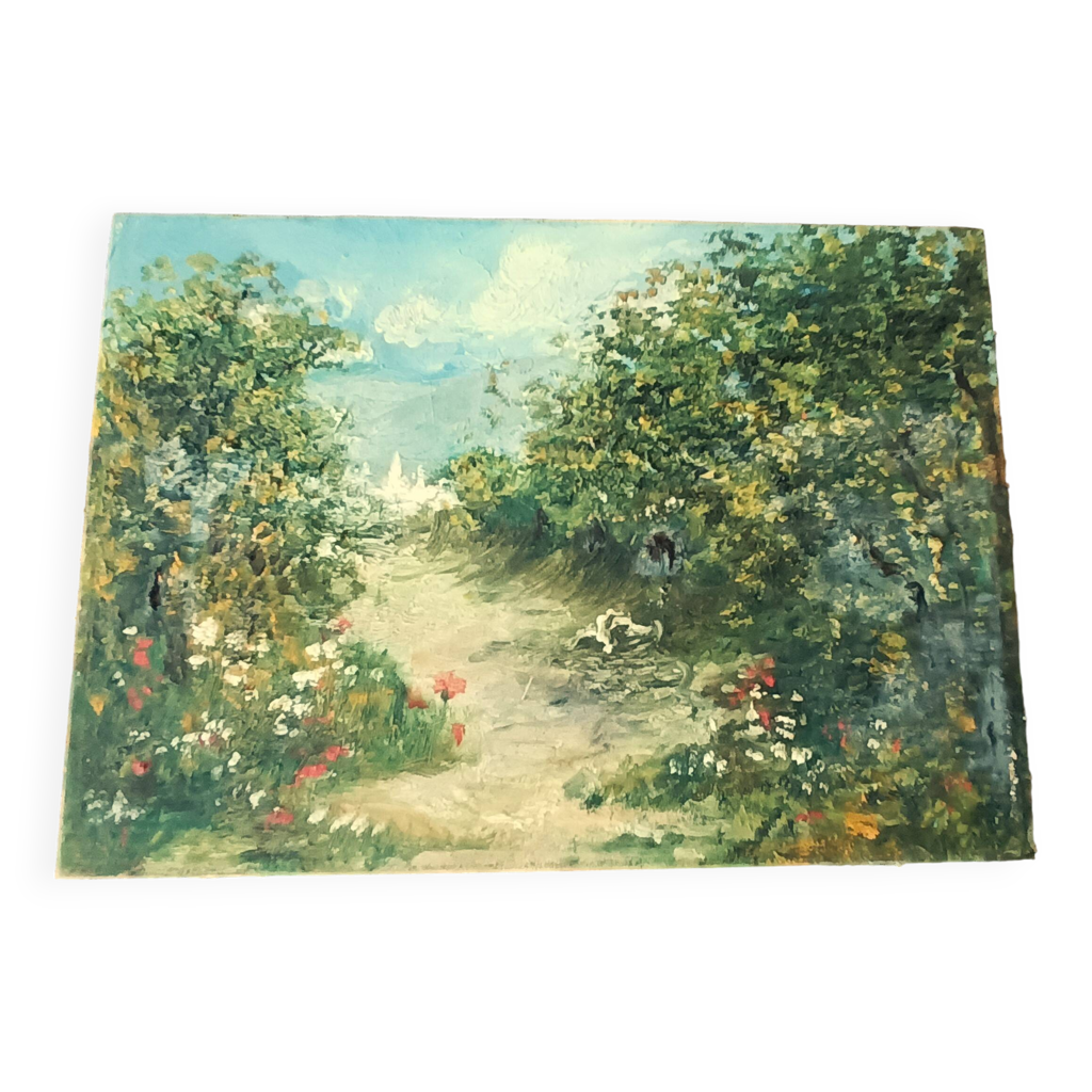 Tableau ancien sur tablette impressionniste du début des années 1900 ...