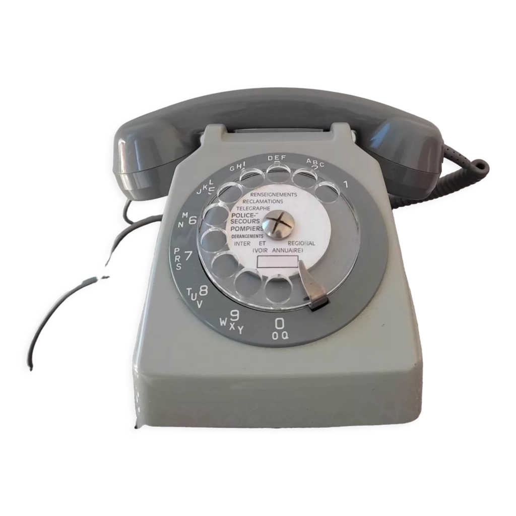 Téléphone à cadran vintage gris avec écouteur PTT Socotel S63 de 1972 ...