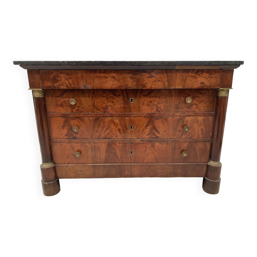Commode Empire en acajou a demi colonnes XIX siècle | Selency