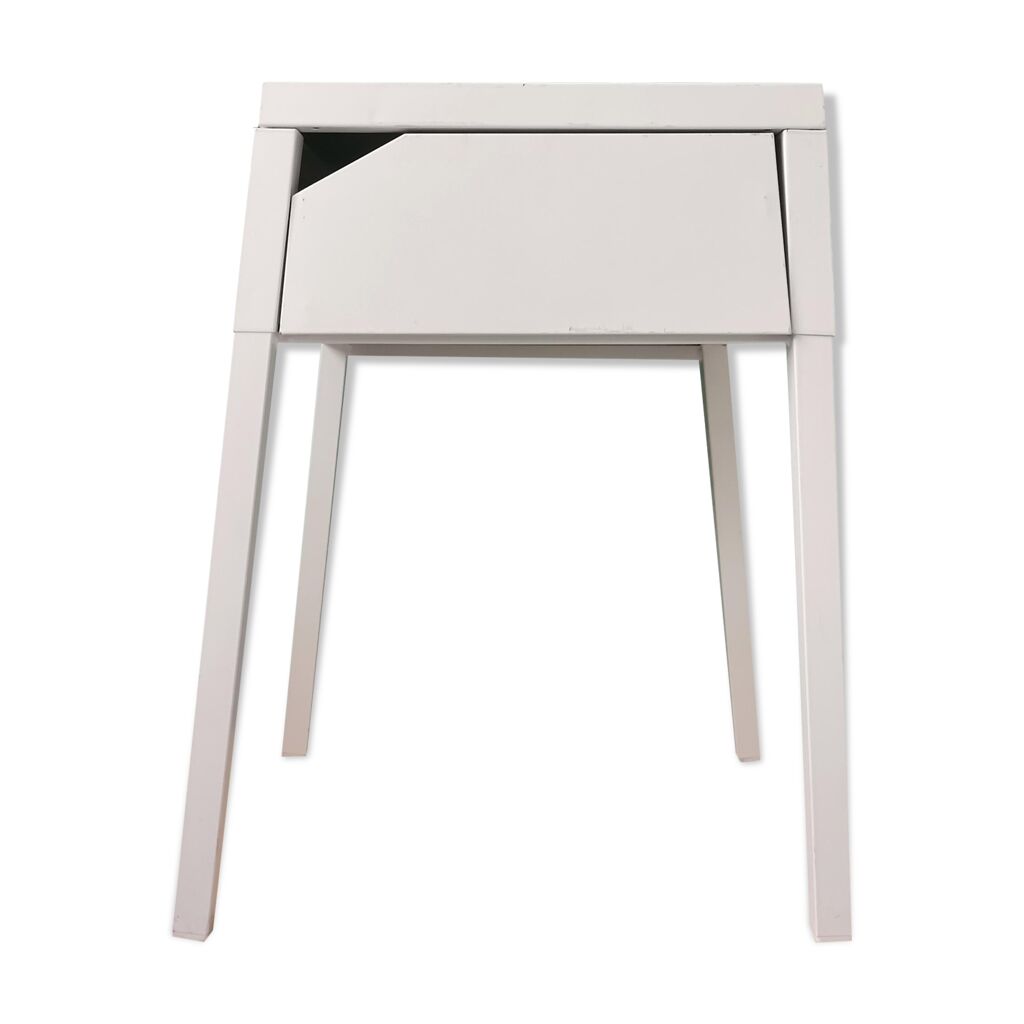 Table de chevet en acier blanc par Monica Mulder | Selency