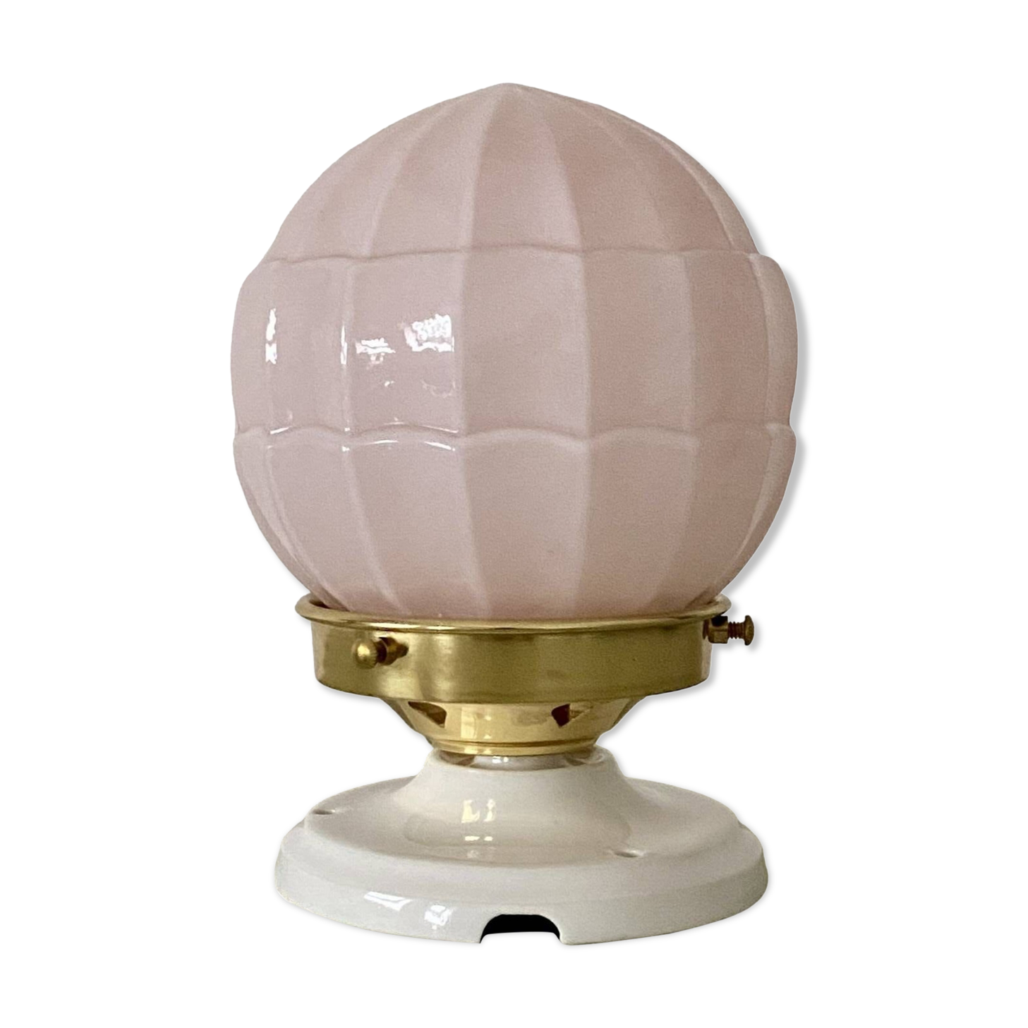 Applique globe vintage art déco en opaline rose | Selency