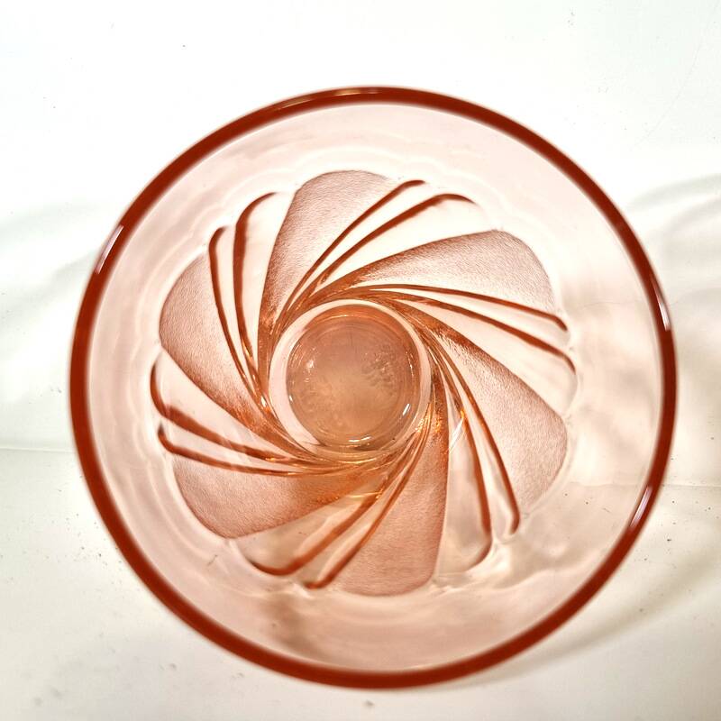 6 Vintage petit verre à eau de couleur rose signé Vereco France | Selency