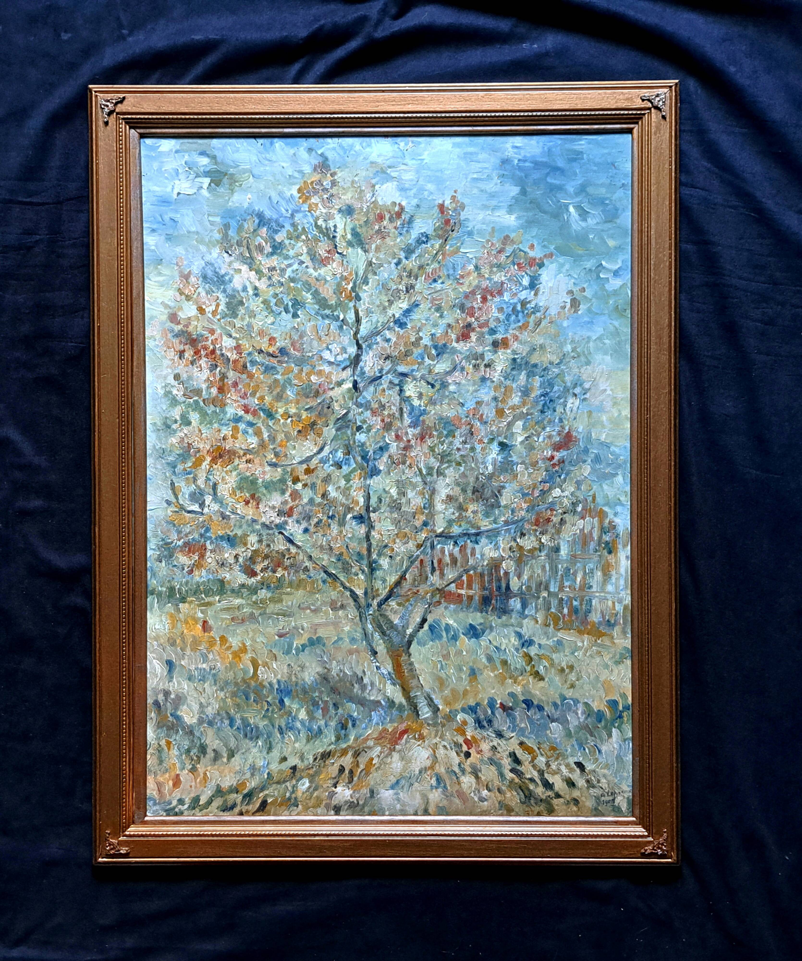 Tableau impressionniste signé - Huile sur papier - pointillisme 1909 ...