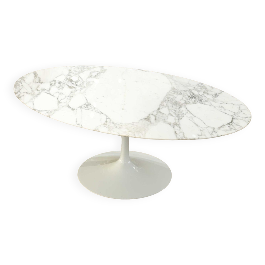 Table basse ovale "tulipe » marbre arabescato Eero Saarinen & Knoll ...