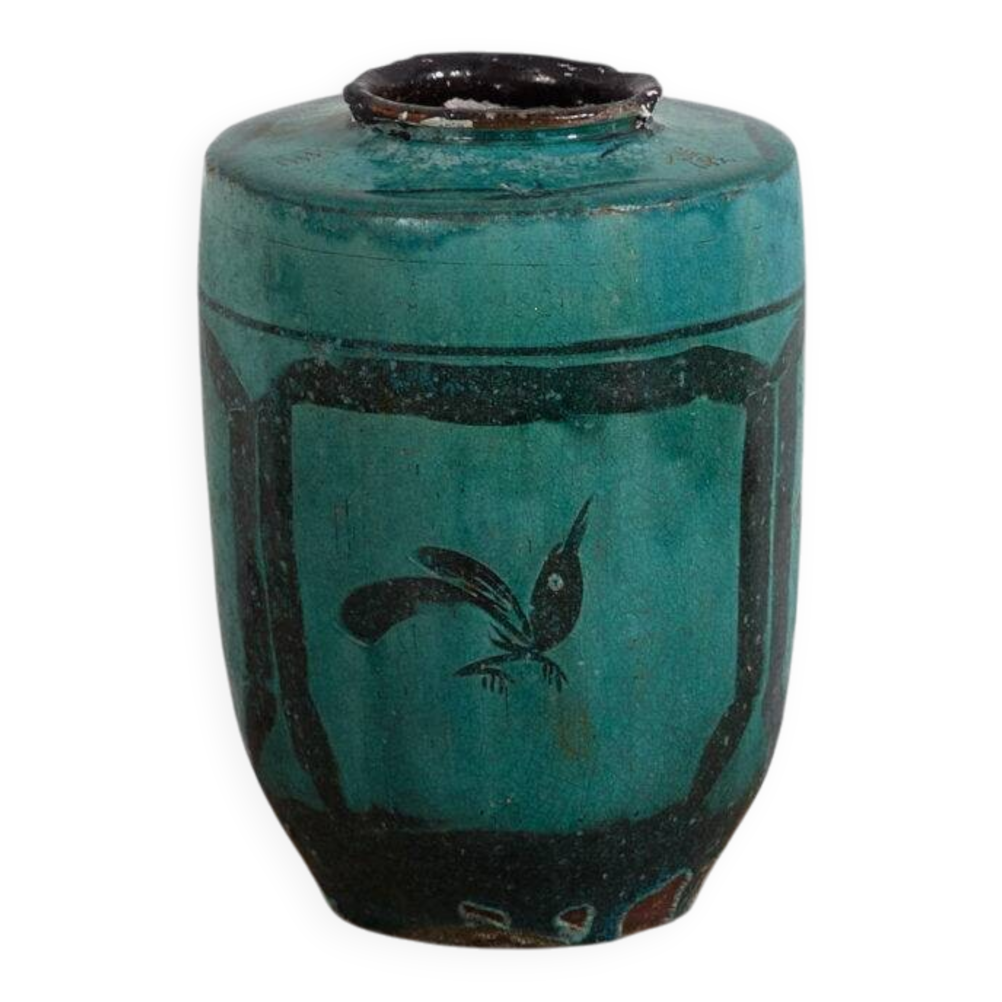 Grand vase ancien vert turquoise (vers 1820) #30 | Selency