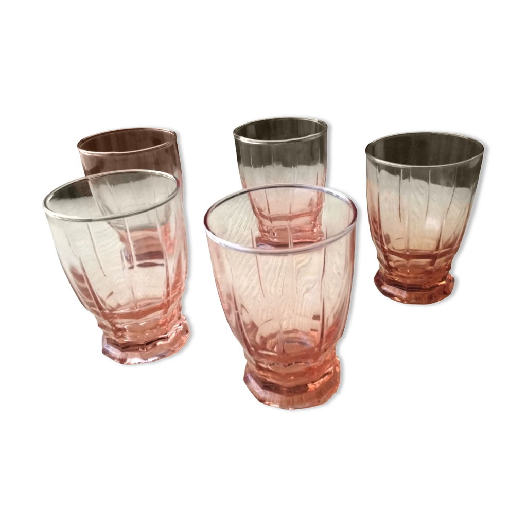 Lot de 5 verres de table en verre vintage années 40 50 | Selency