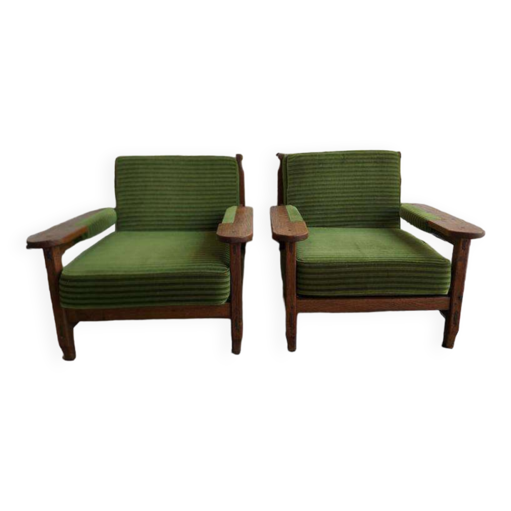 Ensemble de 2 sièges simples / fauteuils / sièges club vintage | Selency