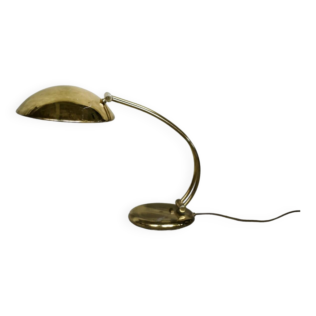 Lampe de bureau mid-century moderne en laiton doré de massive, belgique, 1970s | Selency