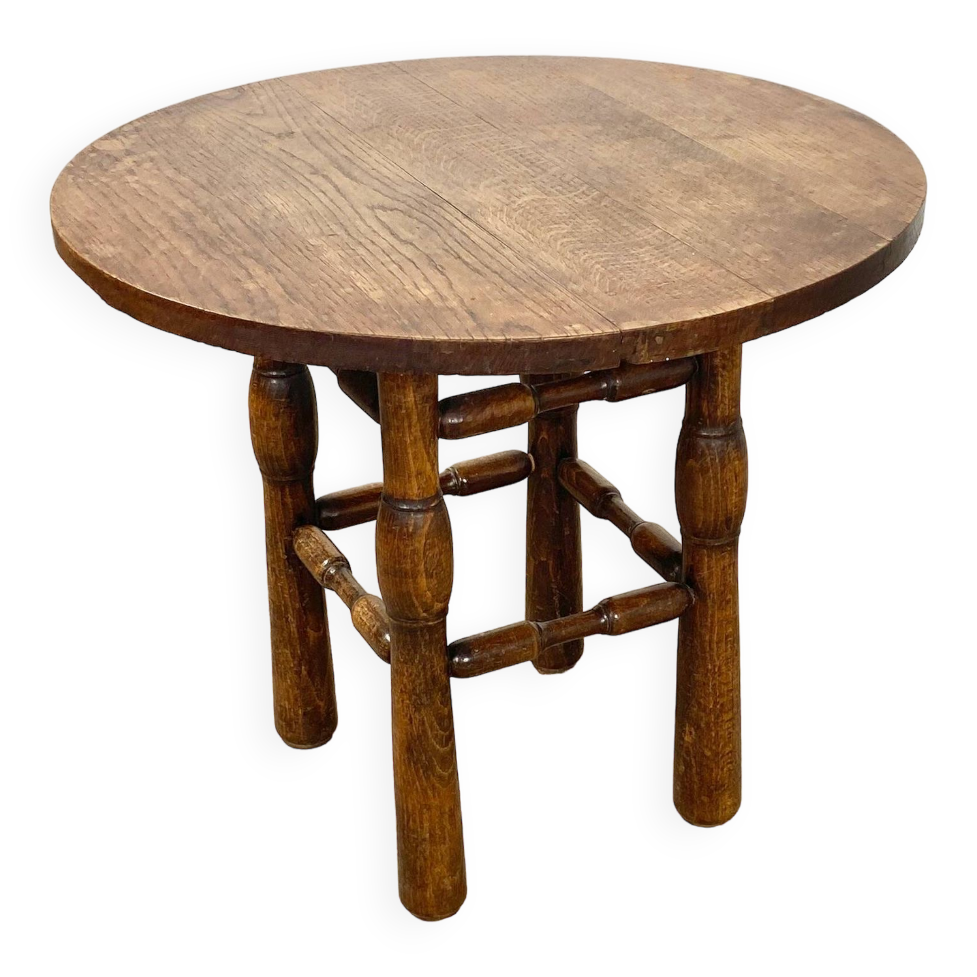 Table basse ronde en bois massif ancienne | Selency