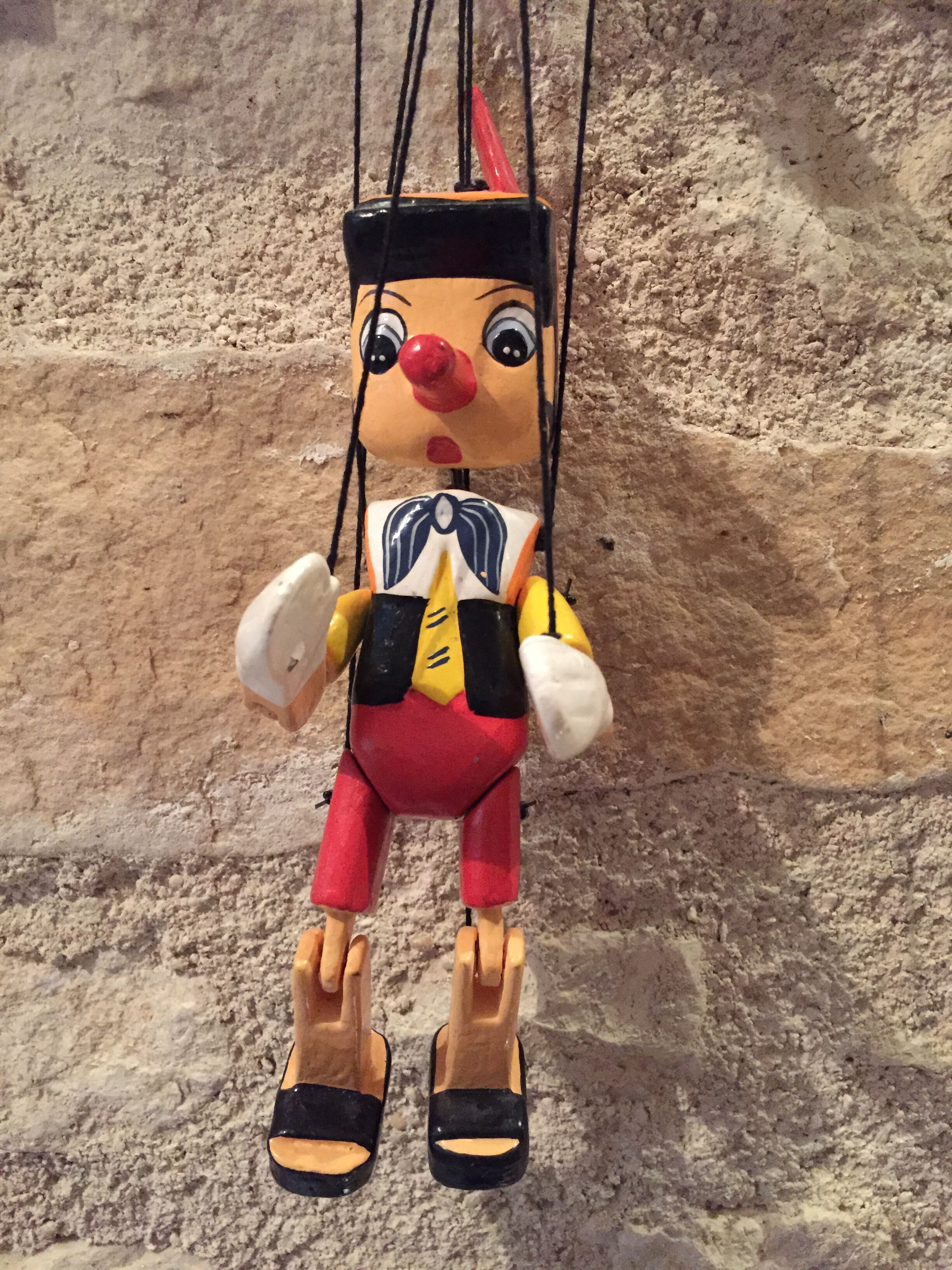 Marionnette Pinocchio en bois peint | Selency