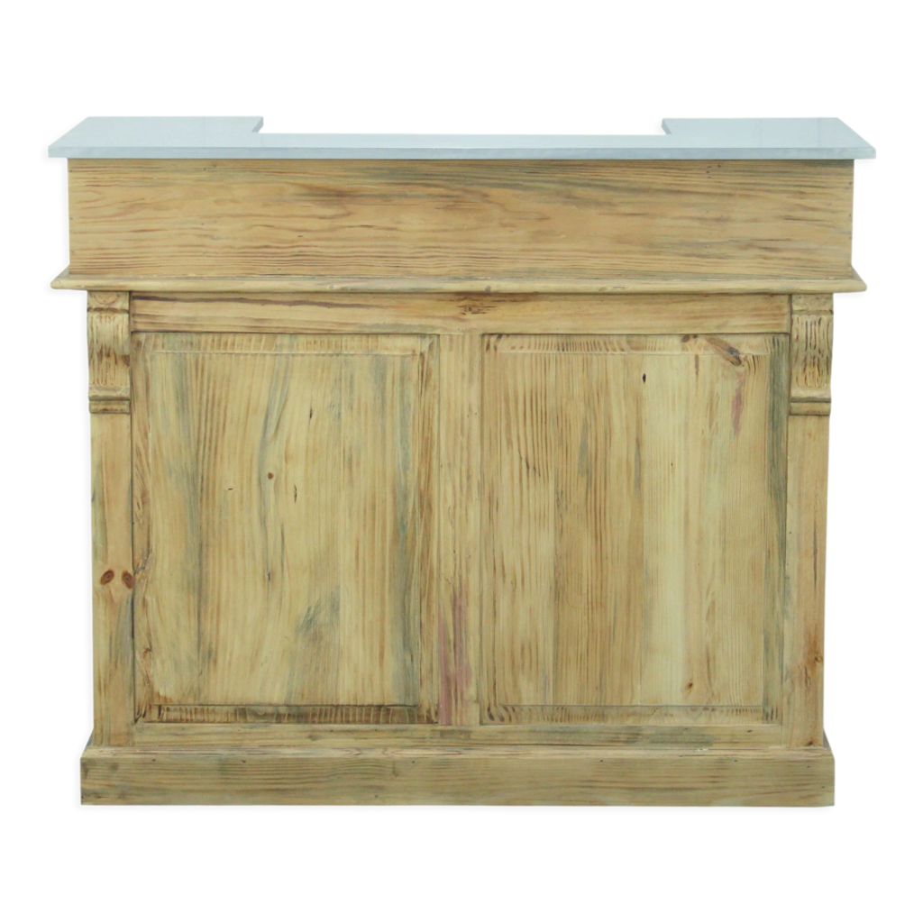 Comptoir bar de style industriel en pin massif et top en métal 120cm | Selency