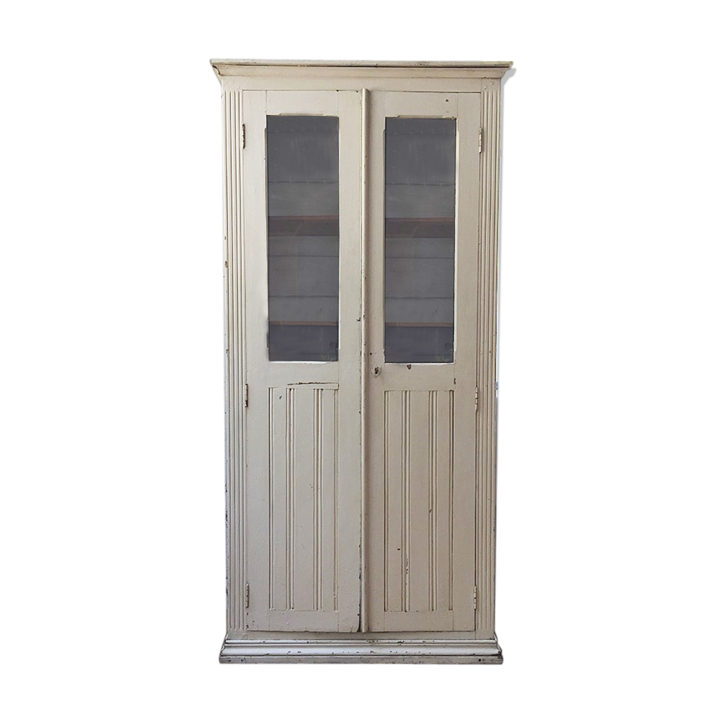 Armoire bonnetière vitrée blanche | Selency