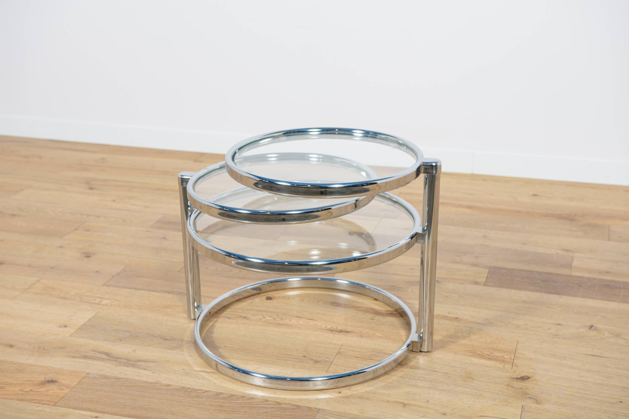 Table Basse Milo Baughman Mid-Century Moderne en Chrome et Verre par ...
