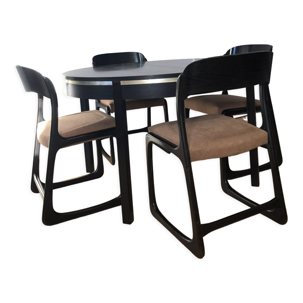 Ensemble table et chaises traîneaux | Selency