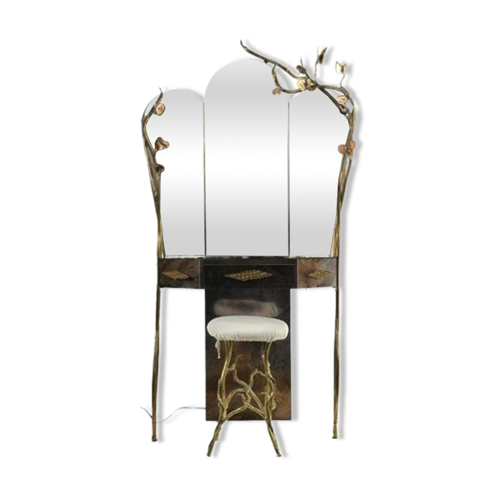 Coiffeuse à miroir triptyque signée Henri Fernandez | Selency